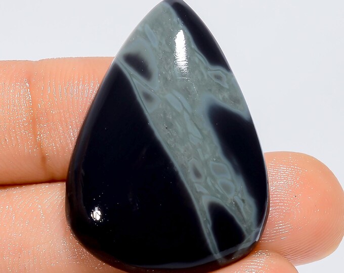 Natural Spiderweb Obsidian Pear Shape Cabochon Loose Gemstone for ...