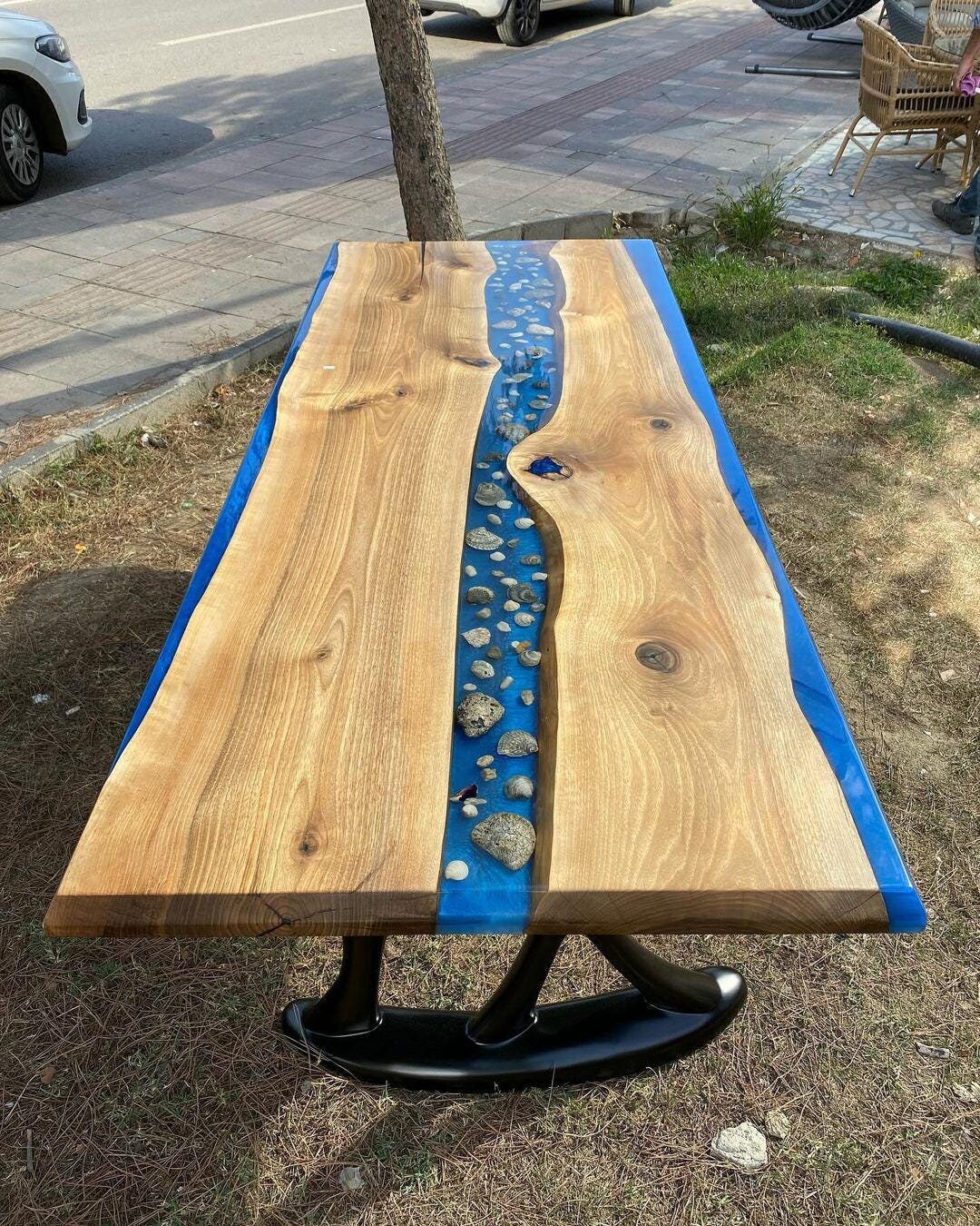 Ocean Resin Table, Epoxy Resin Beach Table Handmade Coastal Table ...