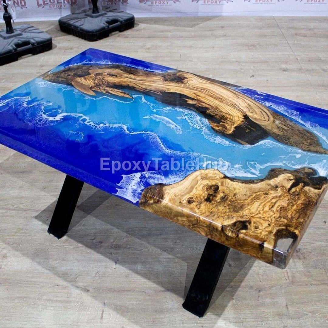 Ocean Resin Table, Epoxy Resin Beach Table Handmade Coastal Table ...