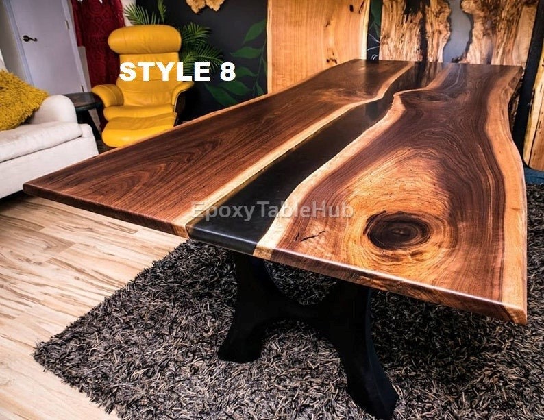 Live Edge Walnut Epoxy River Table: Custom Dining or Sofa Table - Etsy