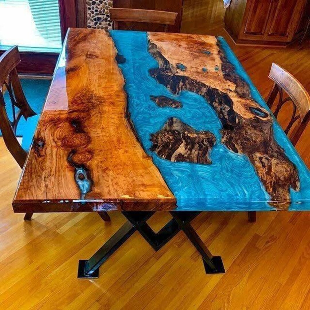Ocean Resin Table, Epoxy Resin Beach Table Handmade Coastal Table ...