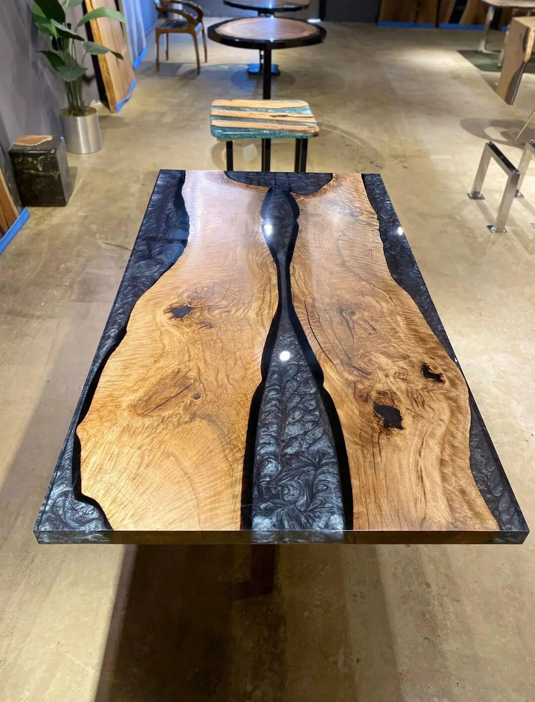 Custom Live Edge Wood River Table: Epoxy Resin Dining or Coffee Table ...