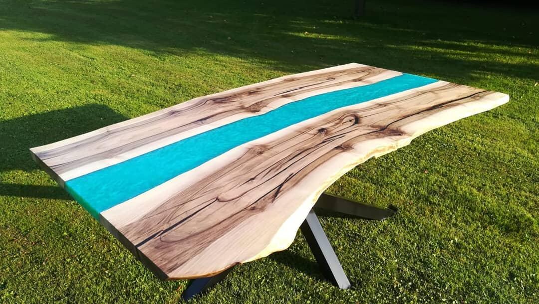 River Resin Table , Epoxy Wood River Table, Live Edge Resin Dining ...