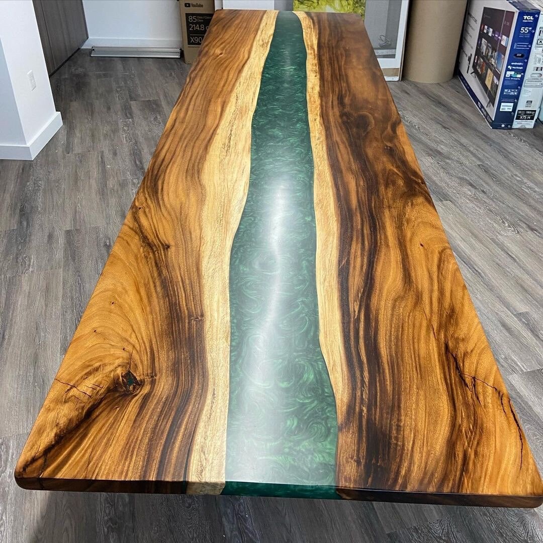 River Resin Table , Epoxy Wood River Table, Live Edge Resin Dining ...