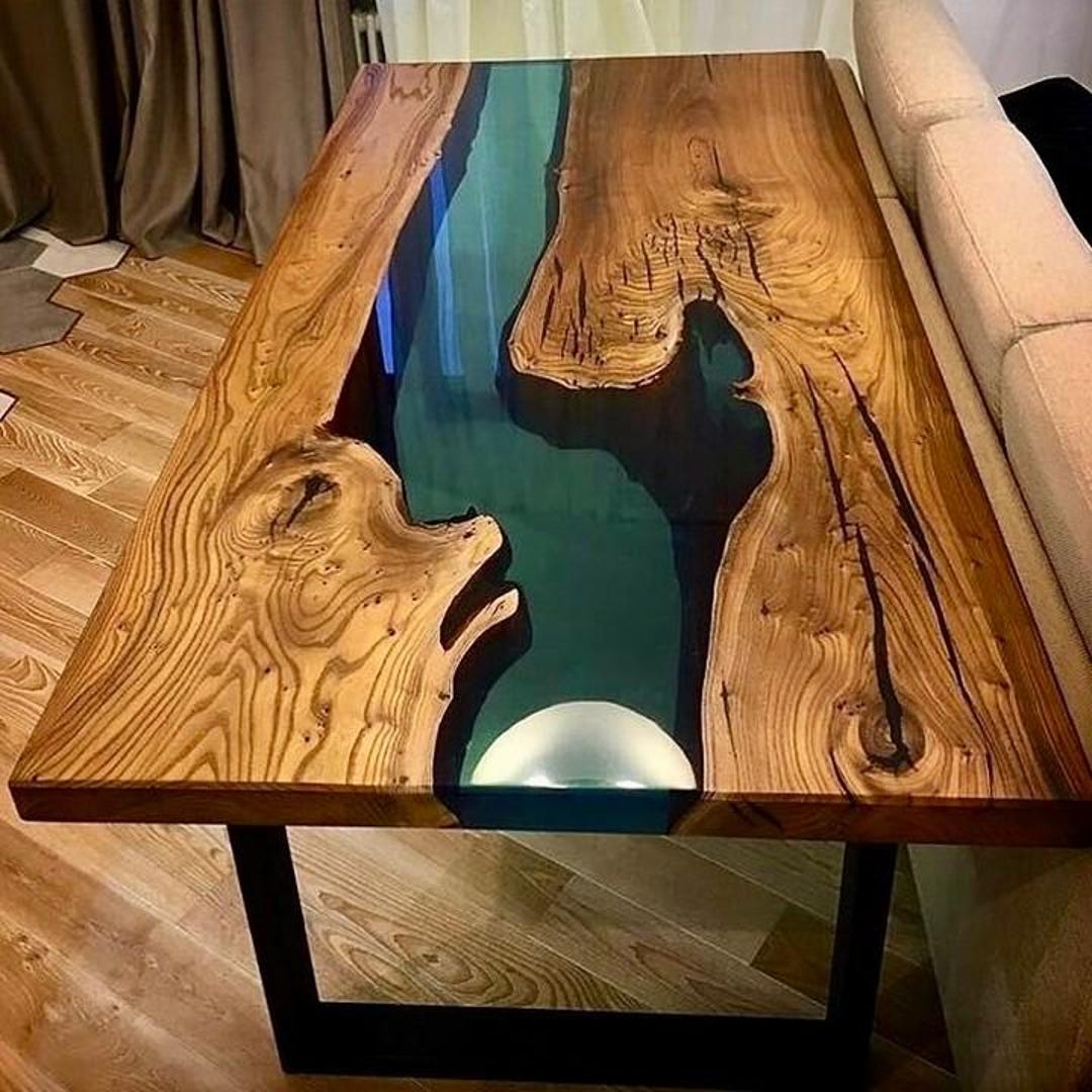 Live Edge Epoxy River Table – Custom Wood & Resin Dining Table ...
