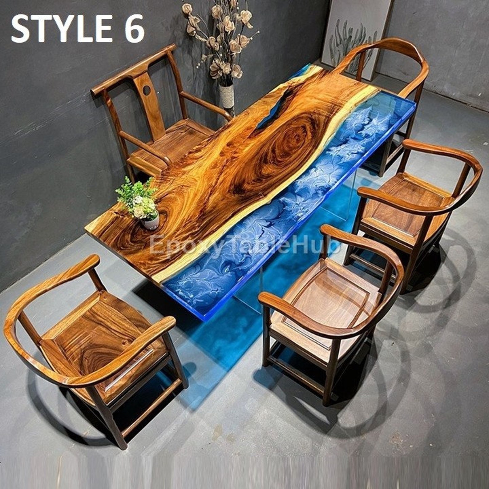 Live Edge Walnut Epoxy River Table: Custom Dining or Center Table - Etsy