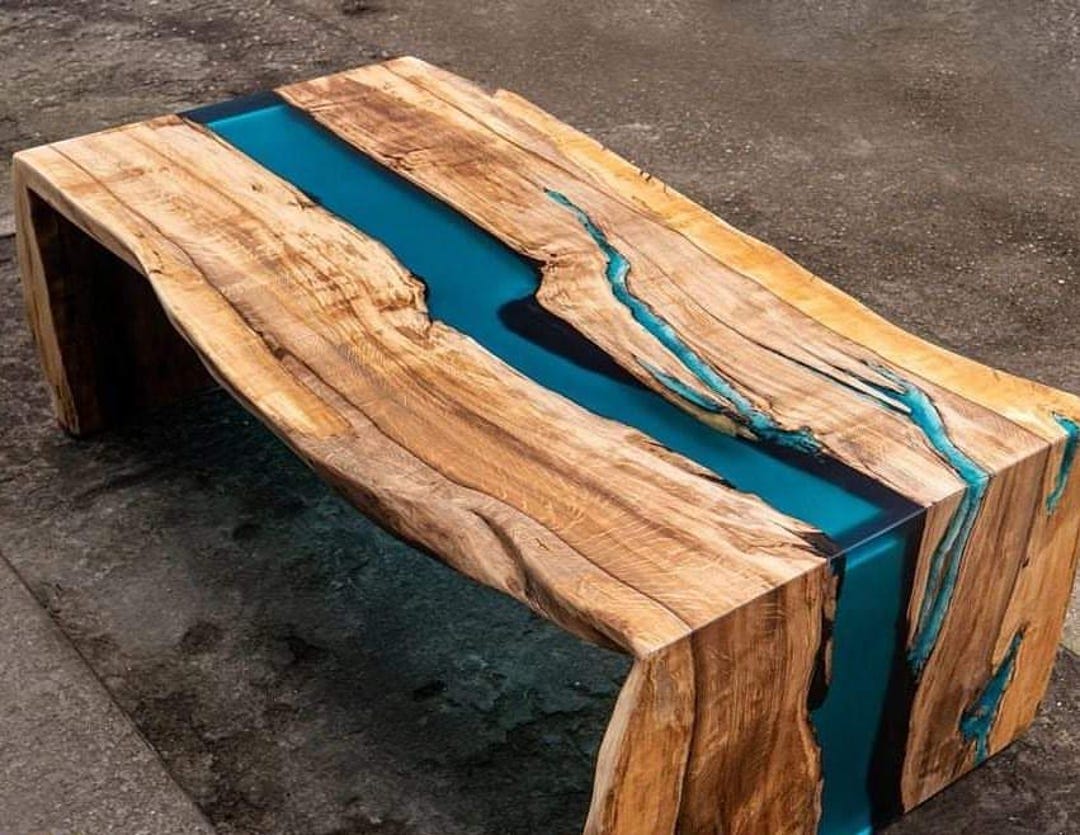 River Resin Table , Epoxy Wood River Table, Live Edge Resin Dining ...