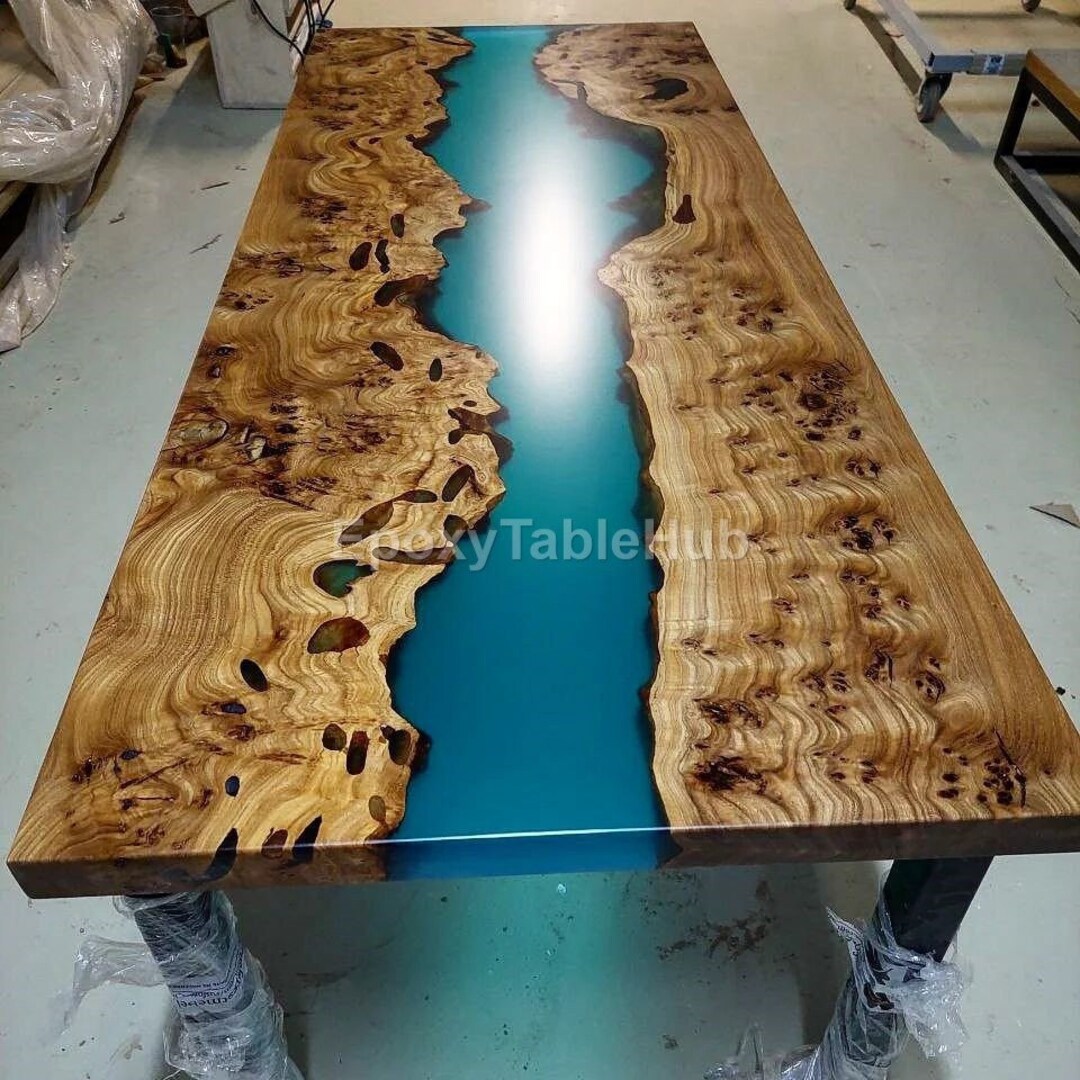 Handmade Live Edge River Dining Table: Modern Rustic Epoxy Wood - Etsy