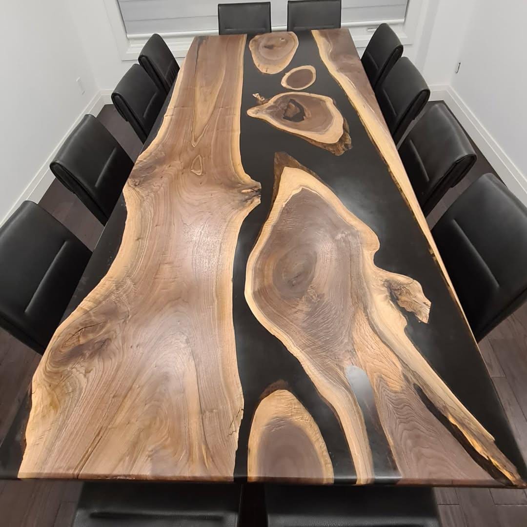 Live Edge Epoxy River Table – Custom Wood & Resin Dining Table ...