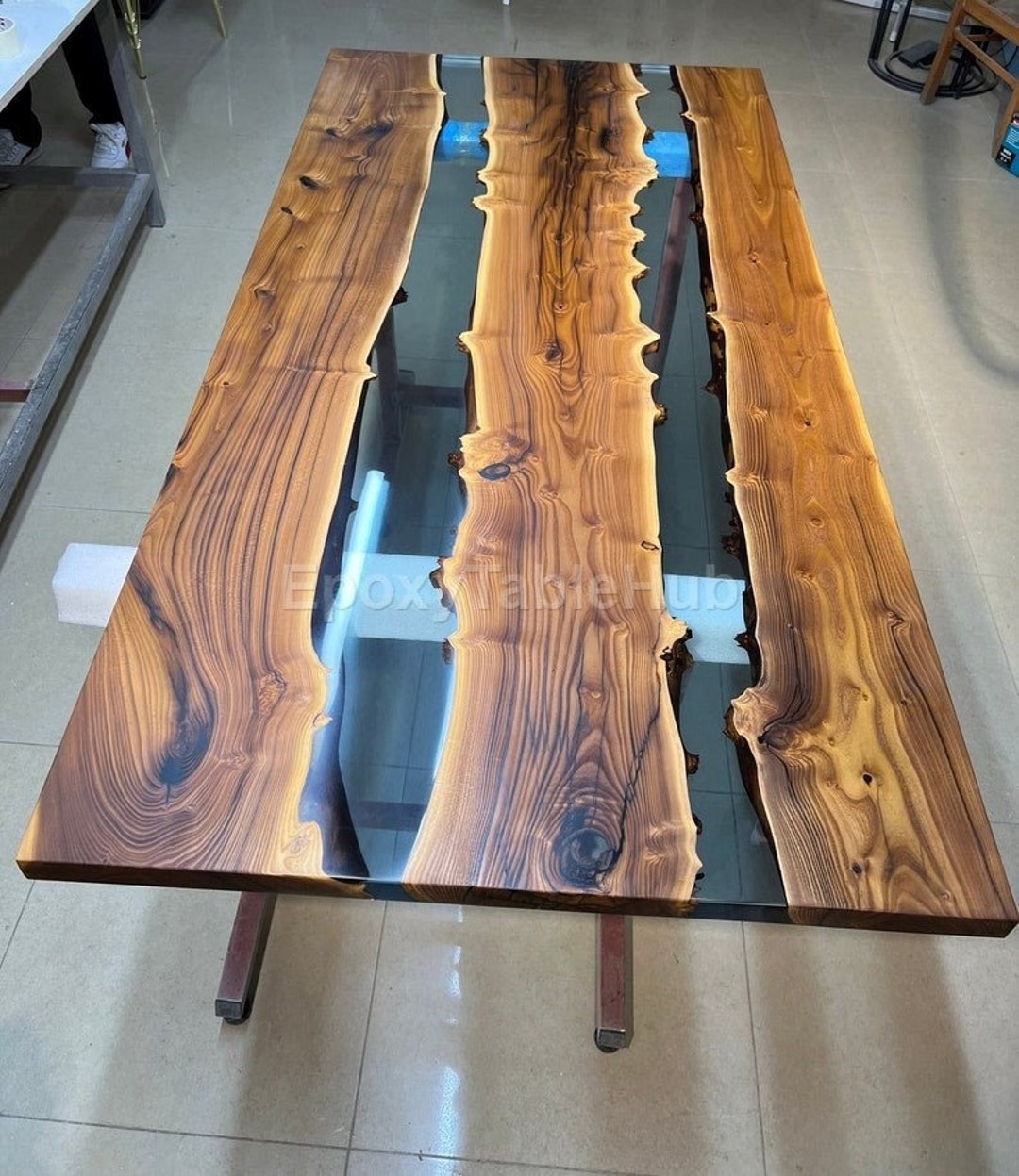 Handmade Walnut Live Edge Epoxy River Dining Table - Etsy