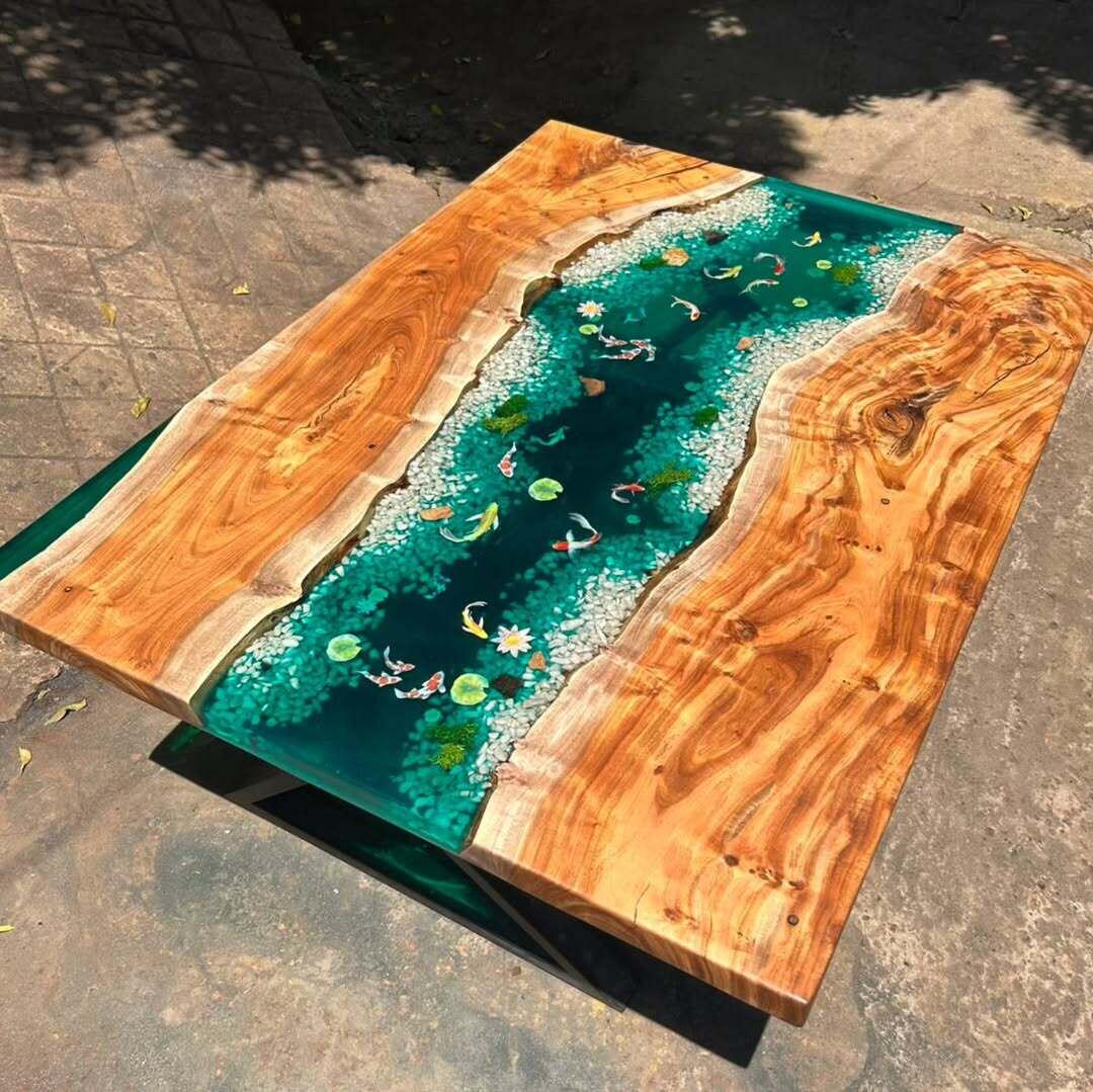Handmade Live Edge River Dining Table: Epoxy Resin Wood - Etsy