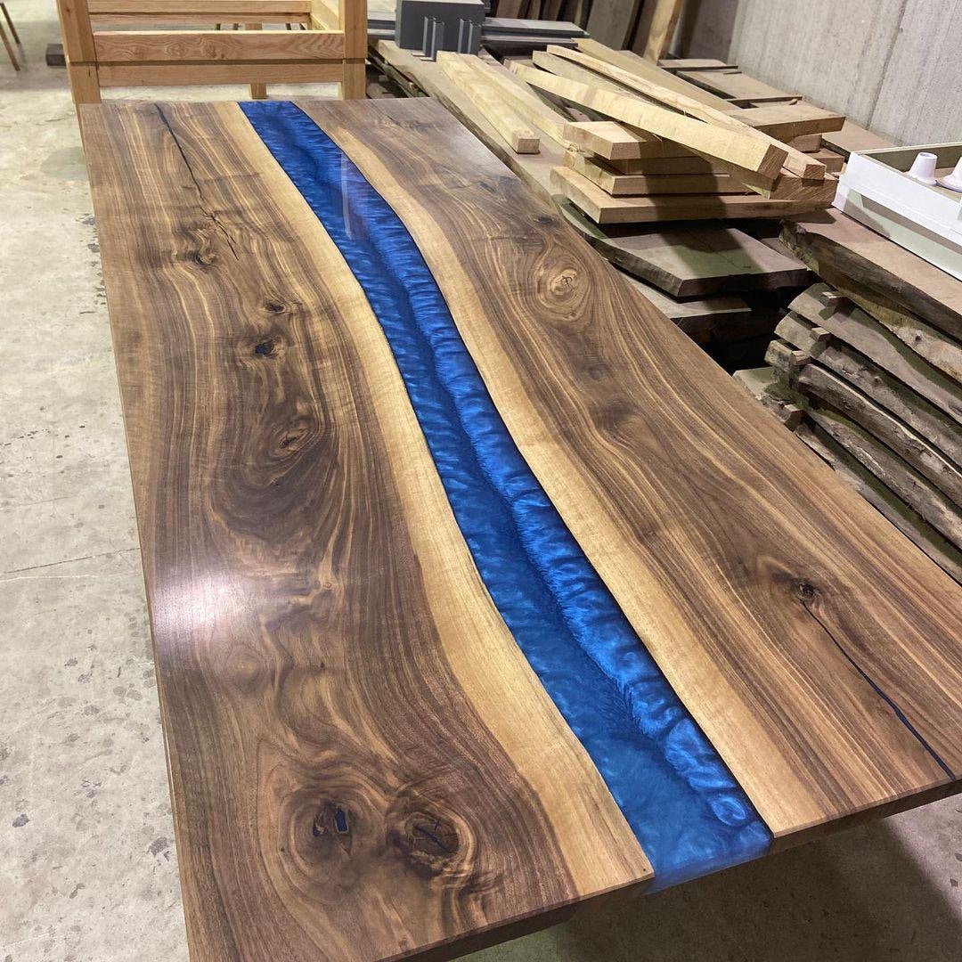 River Resin Table , Epoxy Wood River Table, Live Edge Resin Dining ...
