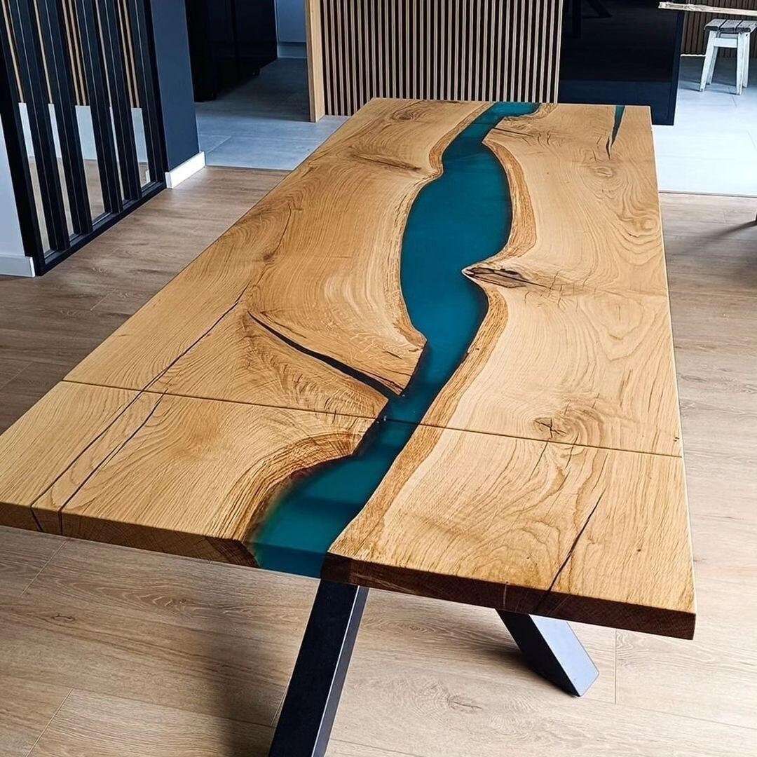 Live Edge Epoxy River Table – Custom Wood & Resin Dining Table ...