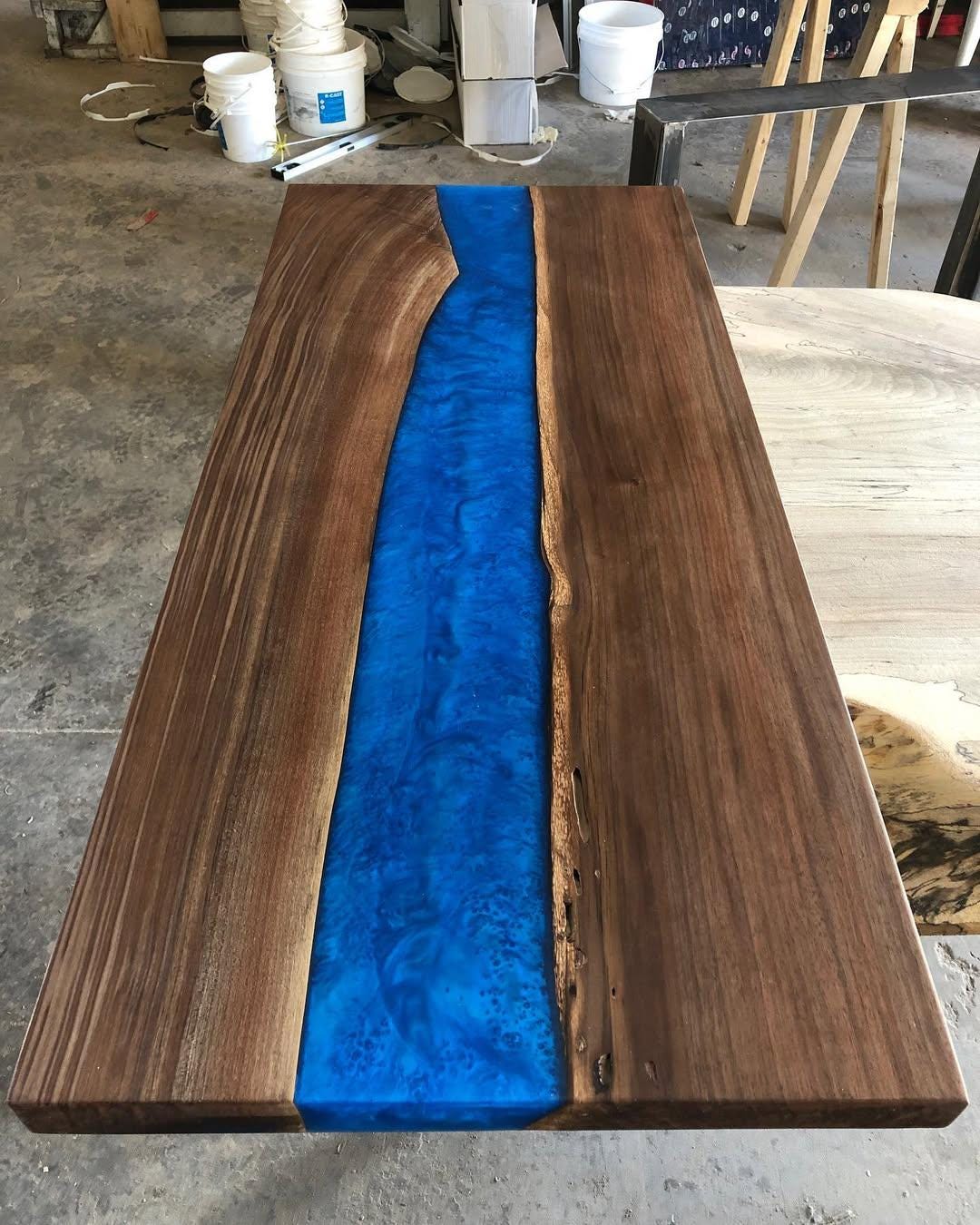 Handcrafted Live Edge Wood River Table: Epoxy Resin Coffee or Dining ...