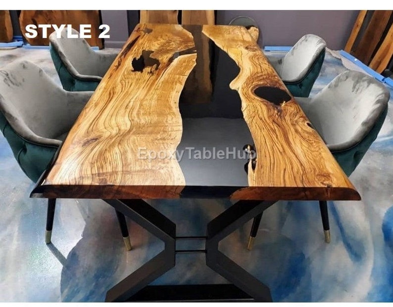 Live Edge Walnut Epoxy River Table: Custom Dining or Center Table - Etsy