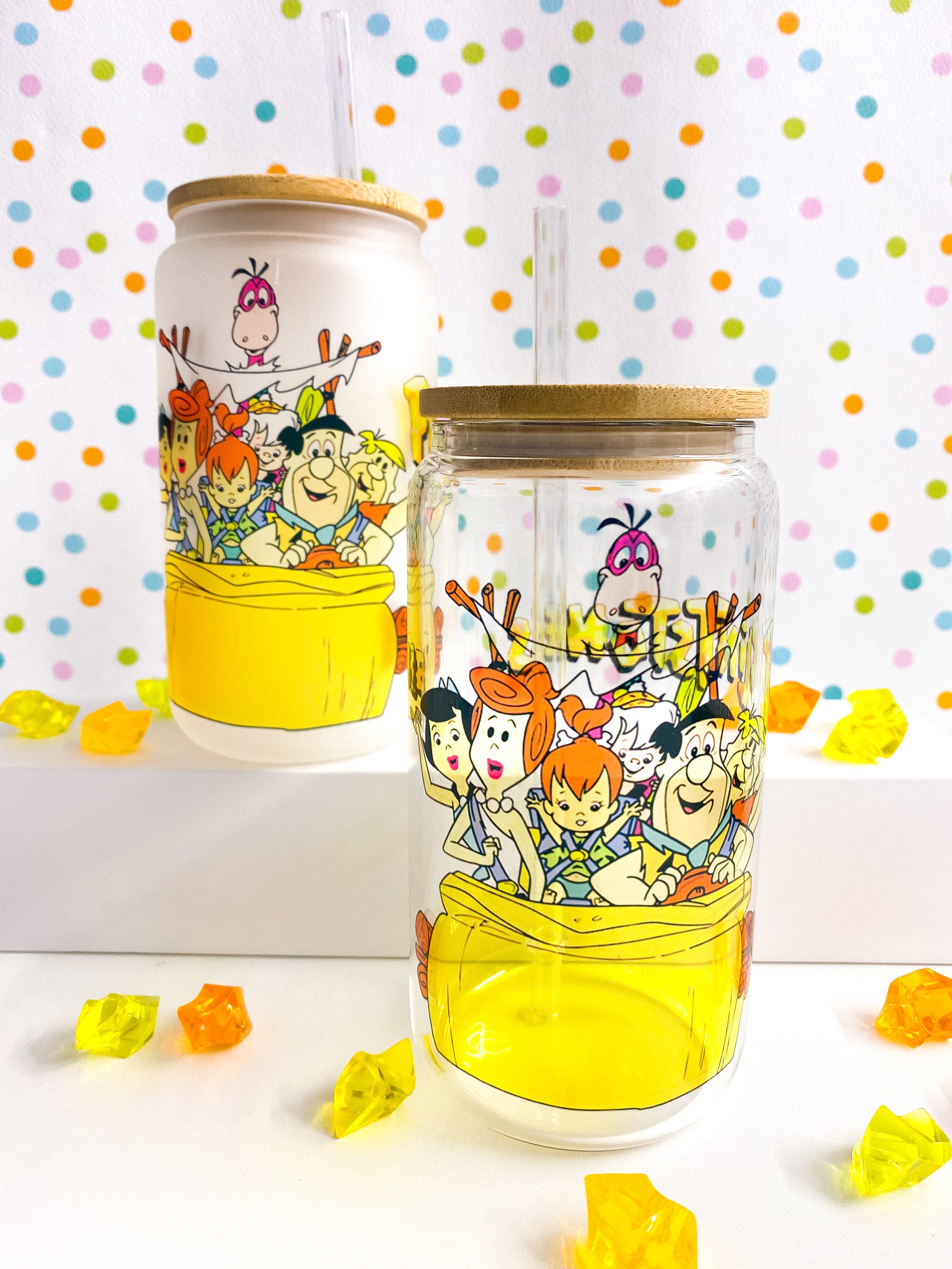 80s / 90s Cartoon Characters Cup on Frosted Yellow or Clear - Etsy
