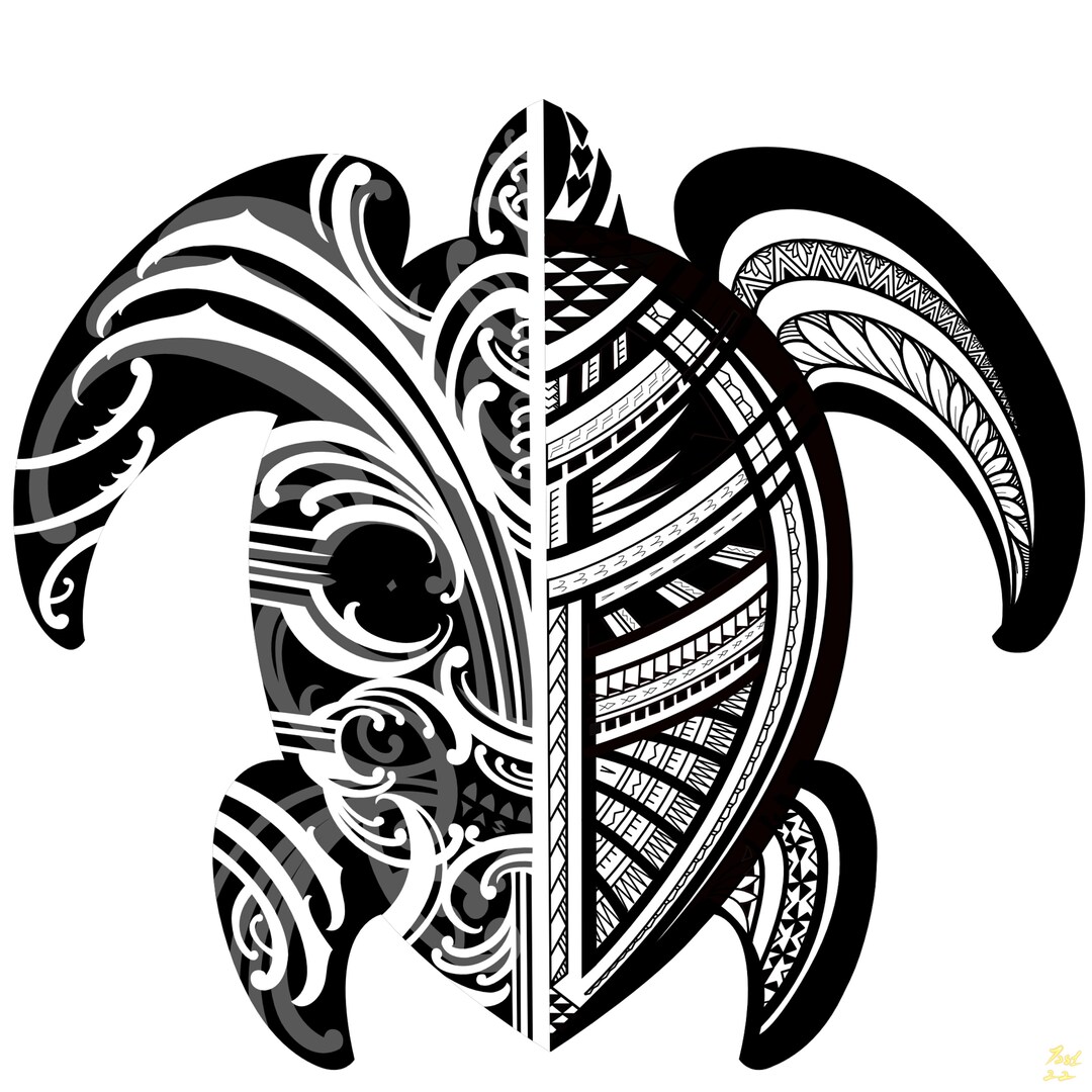 Digital Download SVG File of Polynesian Turtle Black and White. - Etsy