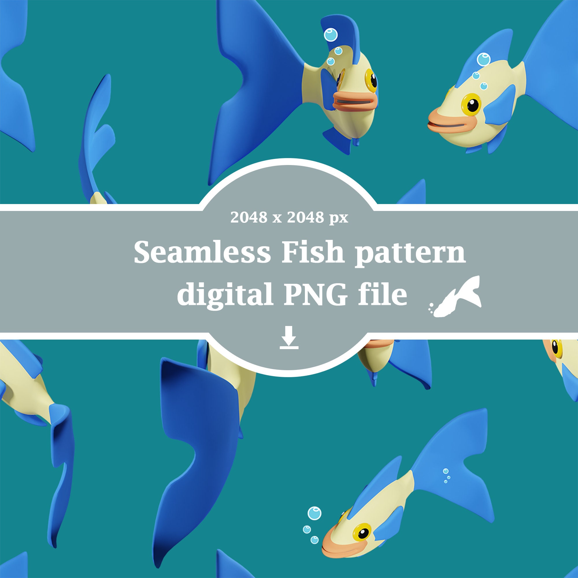 Printable Fisher's Pattern PNG Repeatable Fish Pattern Wrapping Paper ...