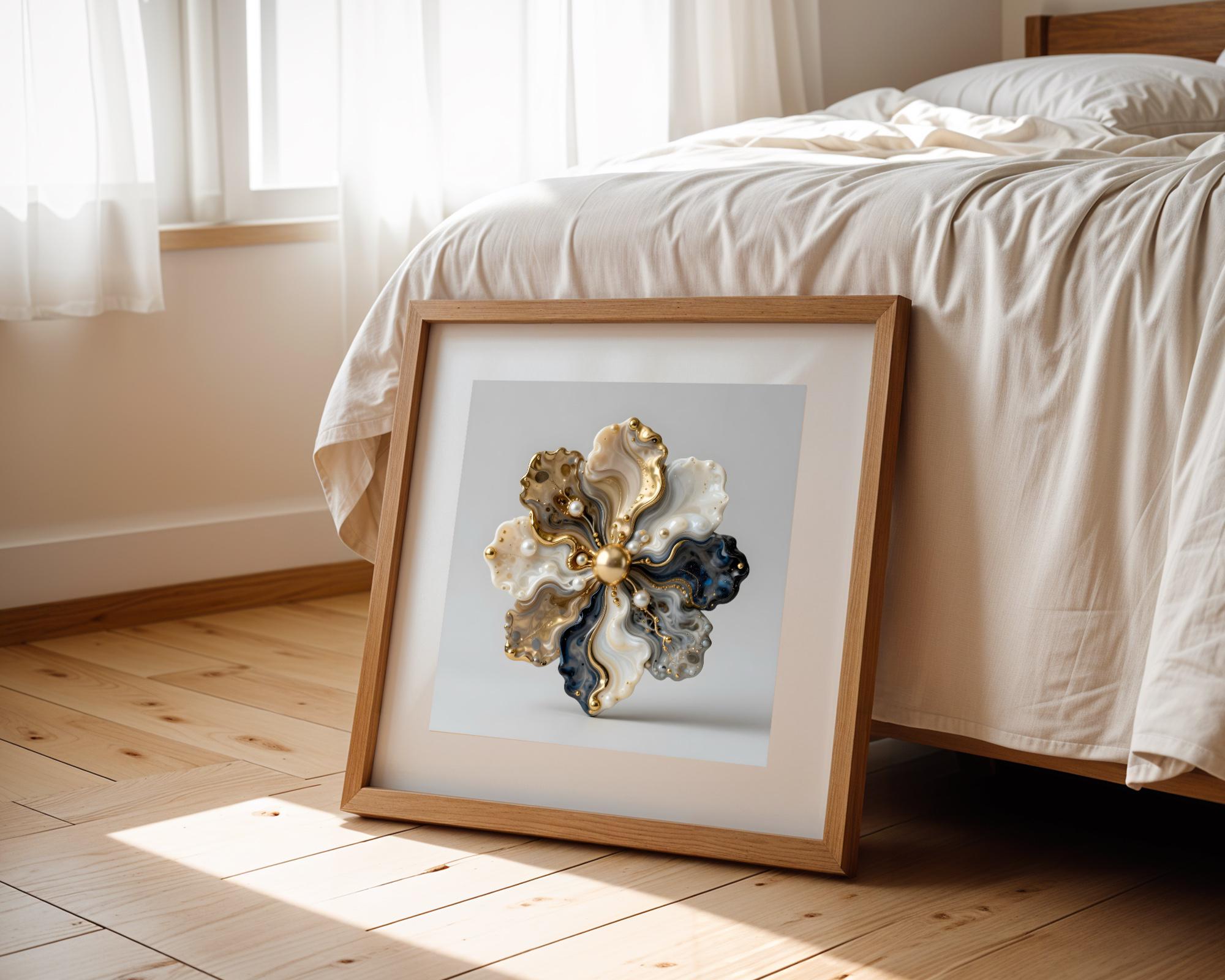 Golden Alchemy Bloom – Modern Luxury Abstract Floral Wall Art Printable ...