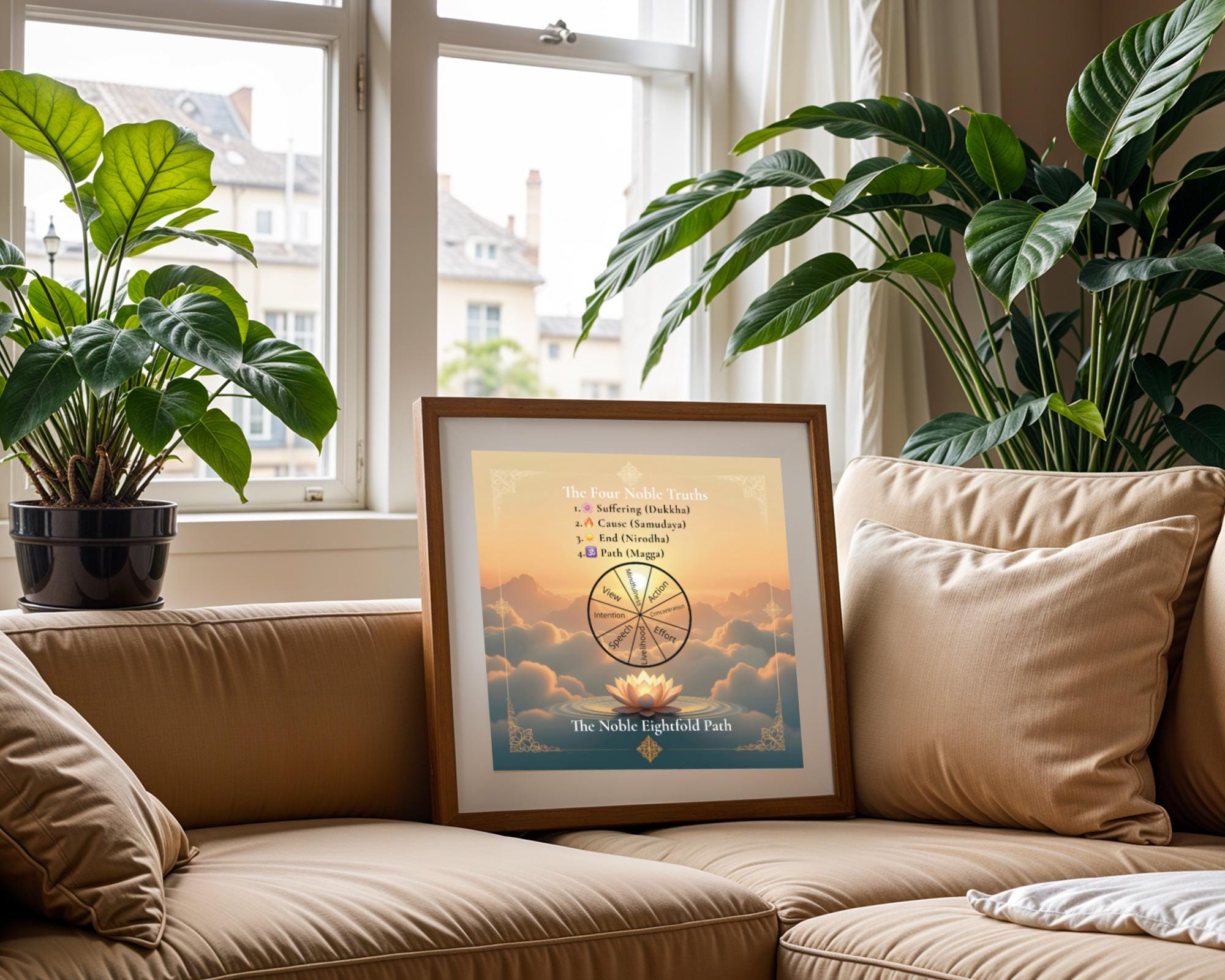 Buddha's Four Noble Truths Art: Buddhist Philosophy Poster (digital ...