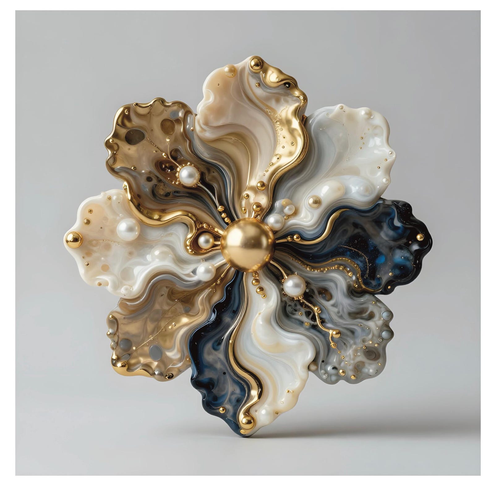 Golden Alchemy Bloom – Modern Luxury Abstract Floral Wall Art Printable ...