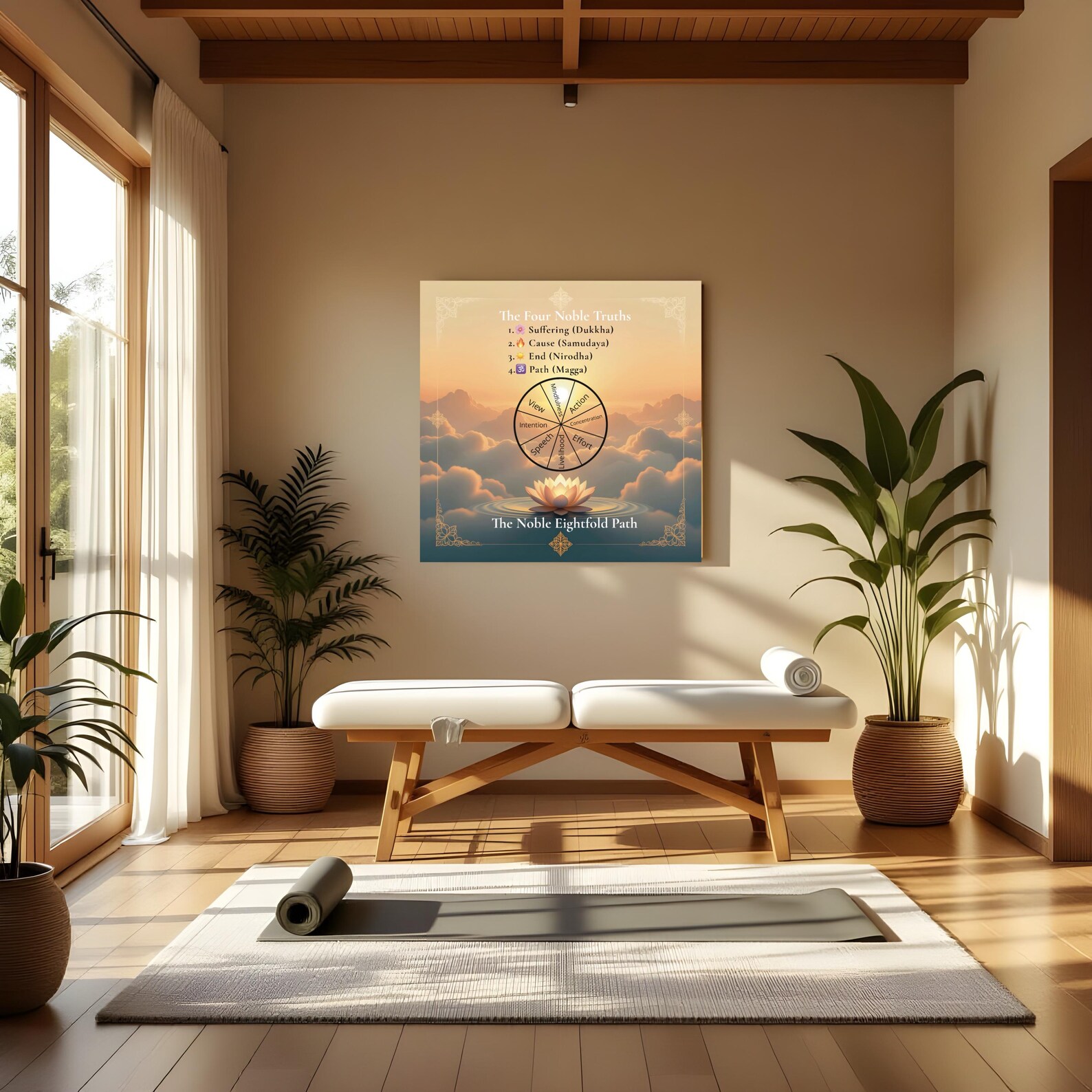 Buddha's Four Noble Truths Art: Buddhist Philosophy Poster (digital ...