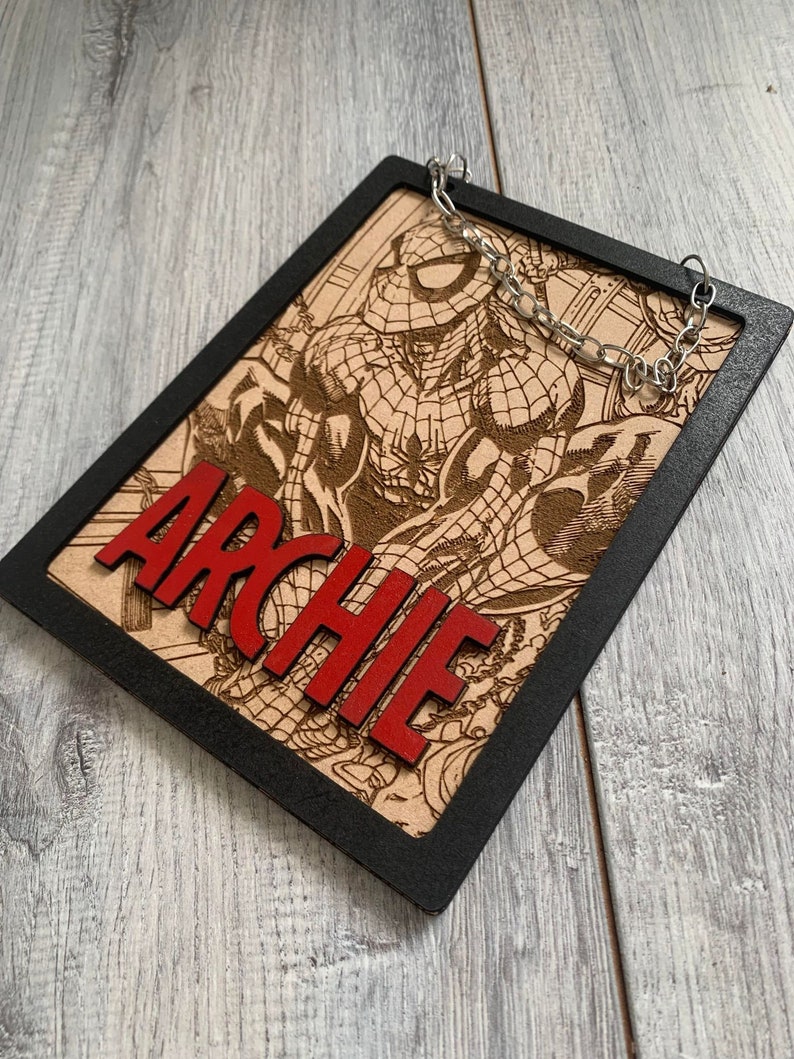 Personalised Name Comic Hanging Wall Door Sign Engraved Man - Etsy