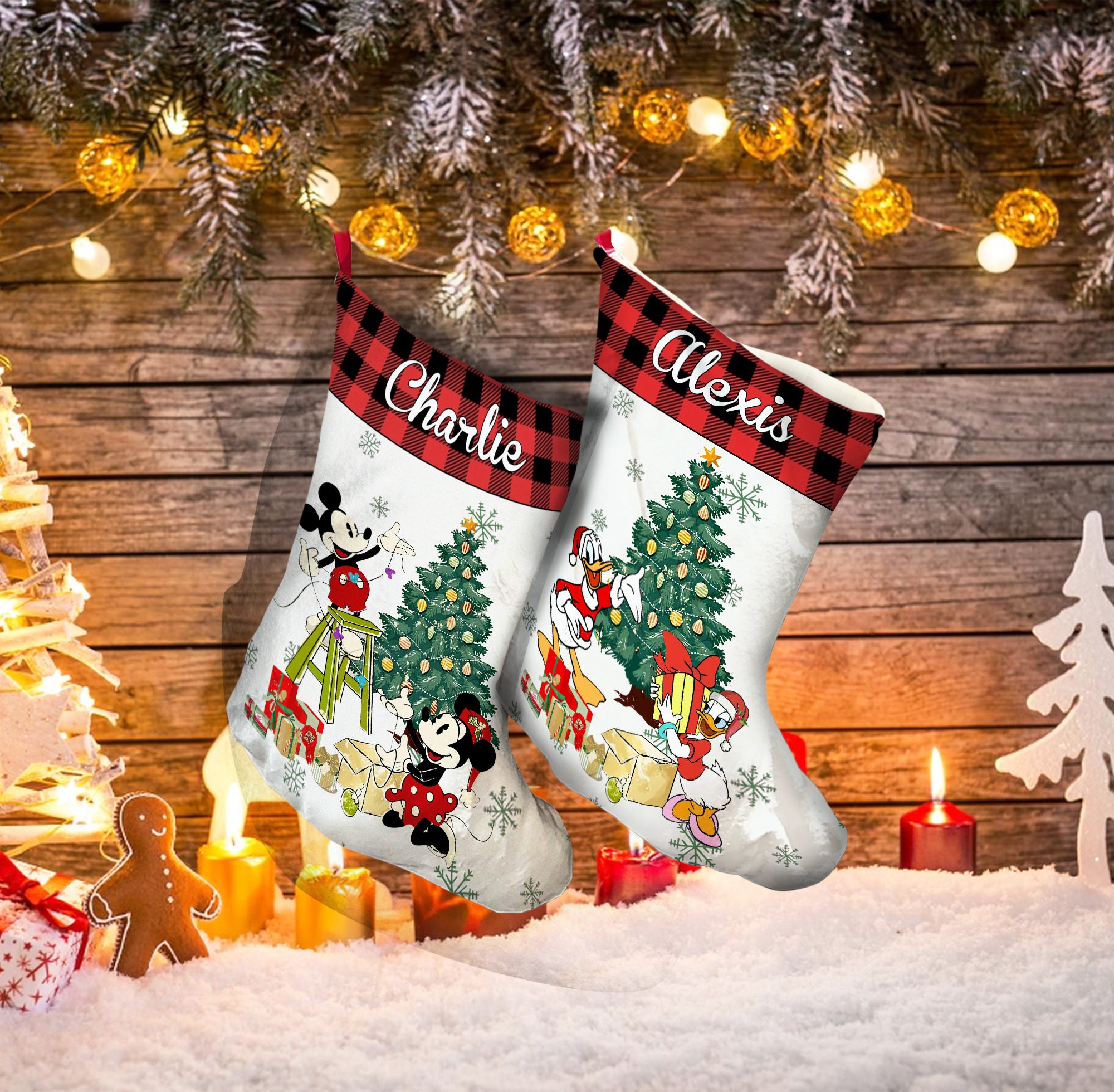 Custom Name Disney Christmas Stockings, Mickey and Minnie Stocking sold ...