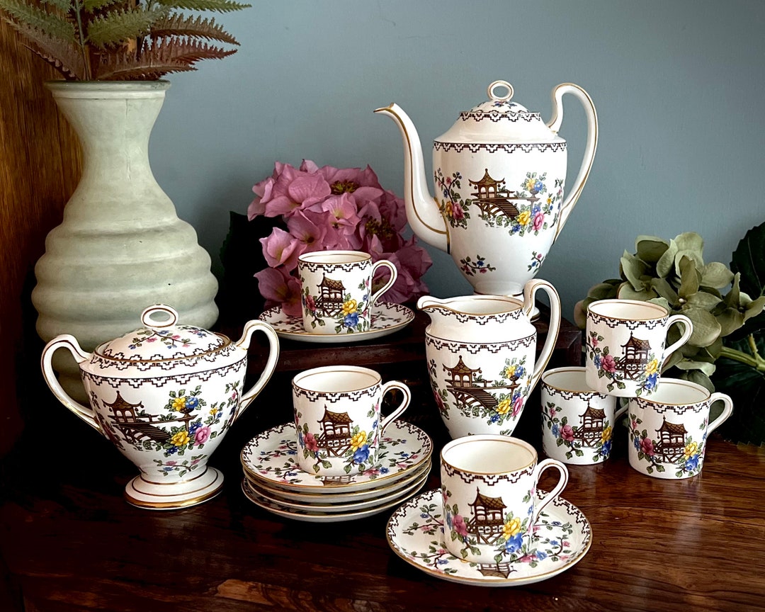 Antique/vintage Porcelain Coffee Set Aynsley Pagoda - Etsy