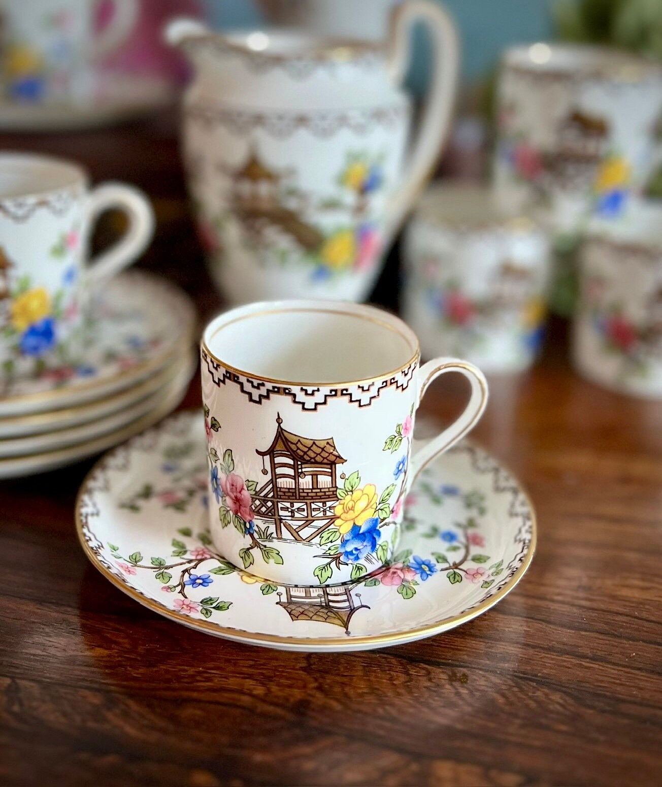 Antique/vintage Porcelain Coffee Set Aynsley Pagoda - Etsy