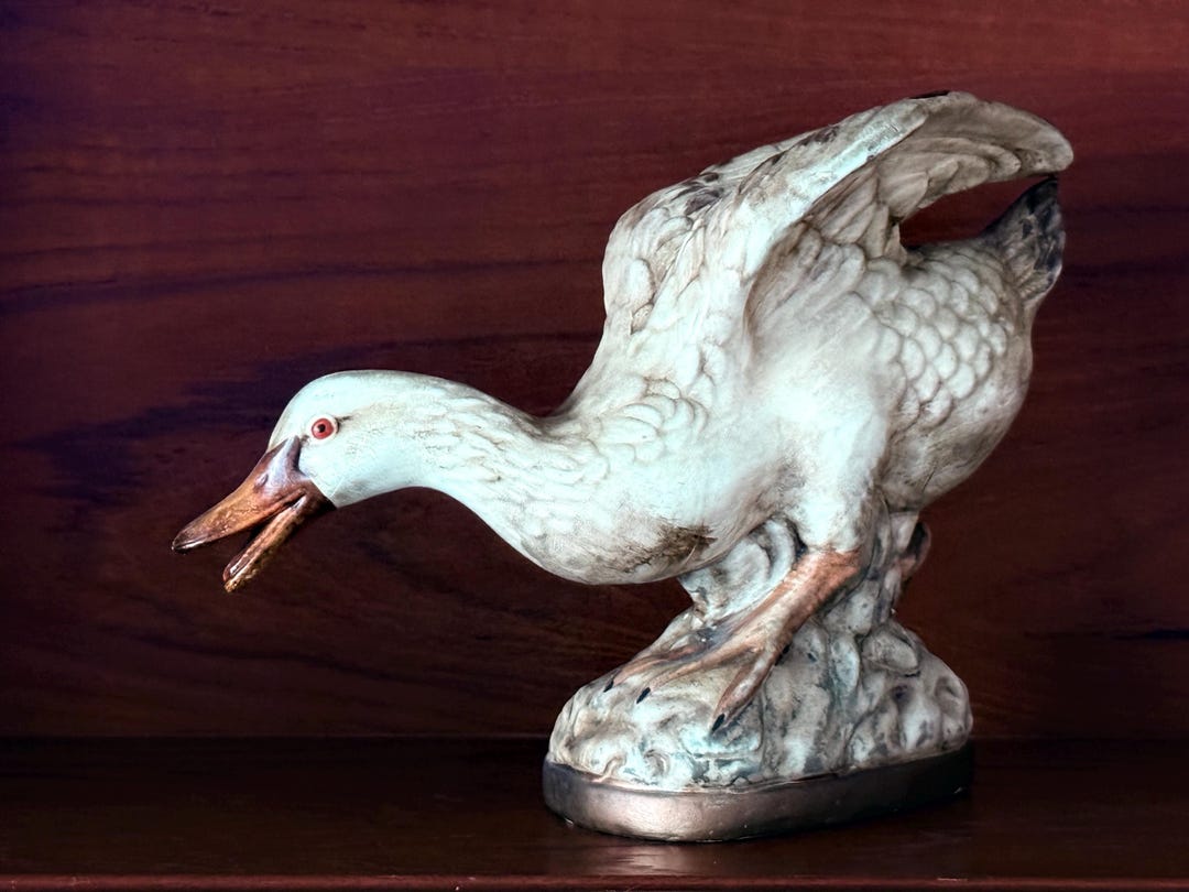Vintage Hand-painted Ceramic Duck Figurine: Portugal Farmhouse Decor ...