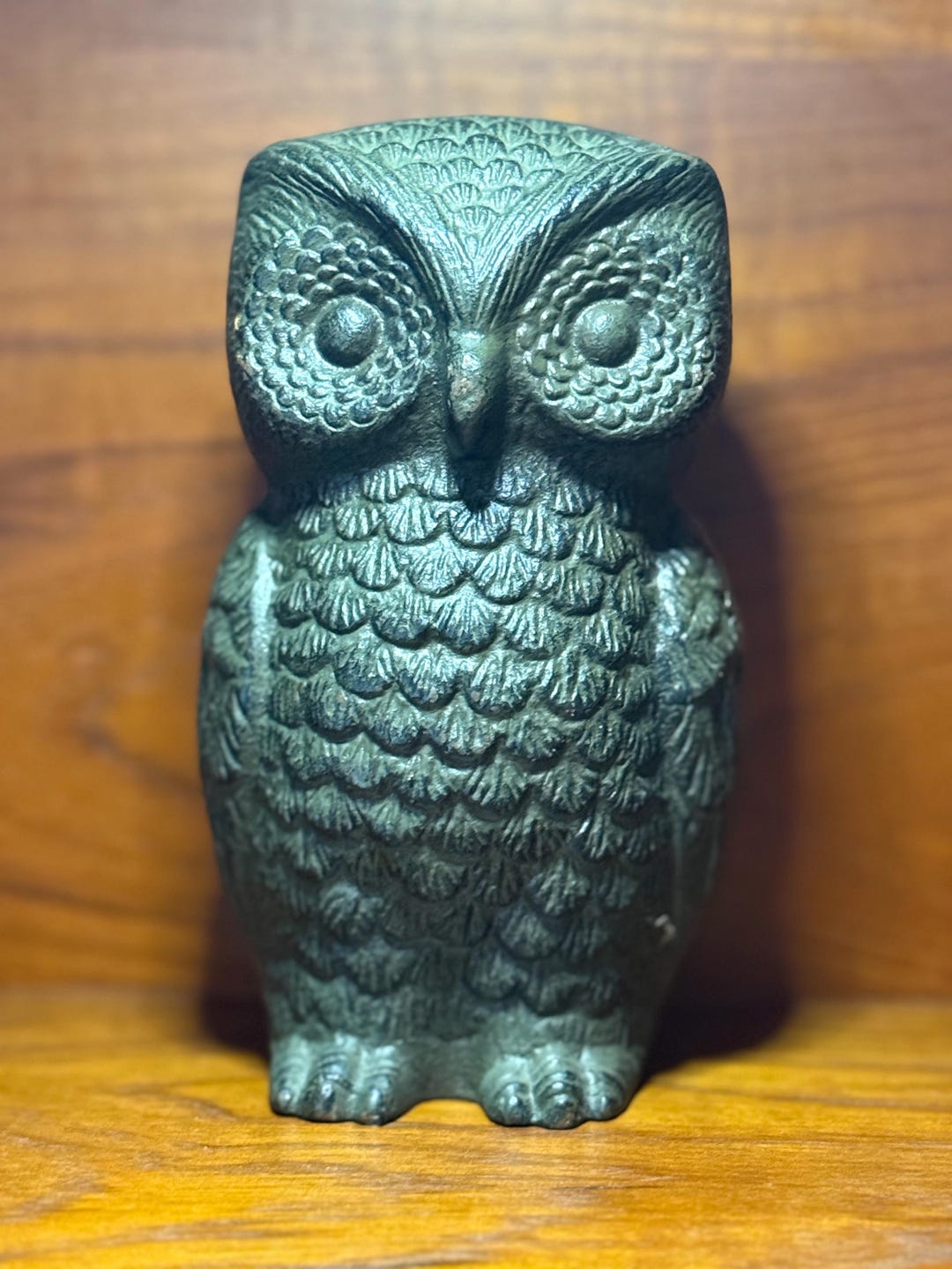 Vintage Owl Figurine | Cast Metal Owl Statue | Retro Home Decor ...
