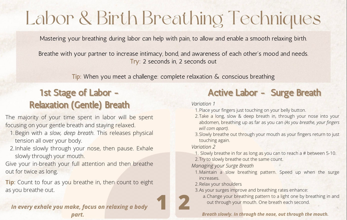 Labor & Birth Breathing Techniques (pdf) - Etsy