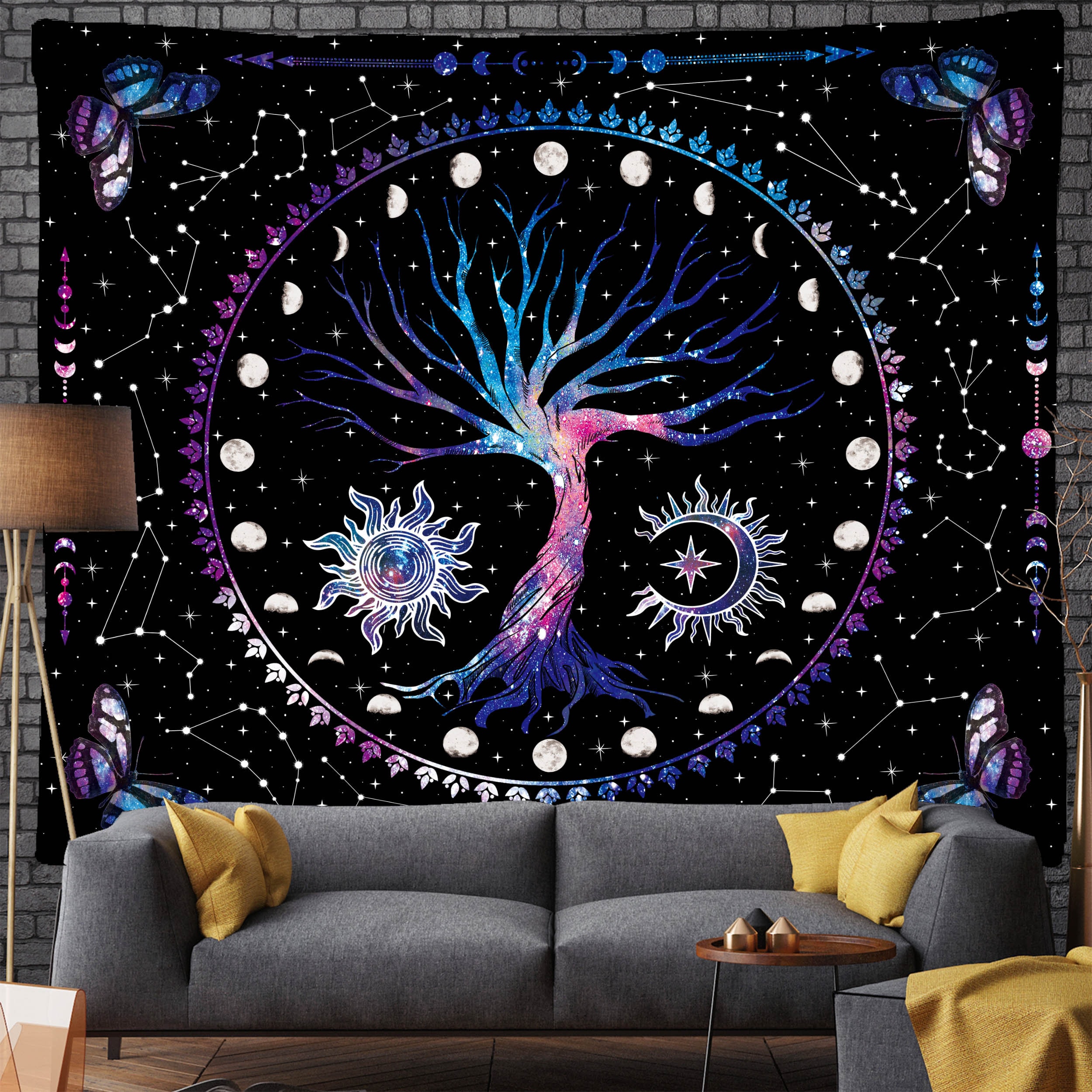 Life Tree Tapestry Moon Phase And Stars Sun and Moon Bohemia Boho ...