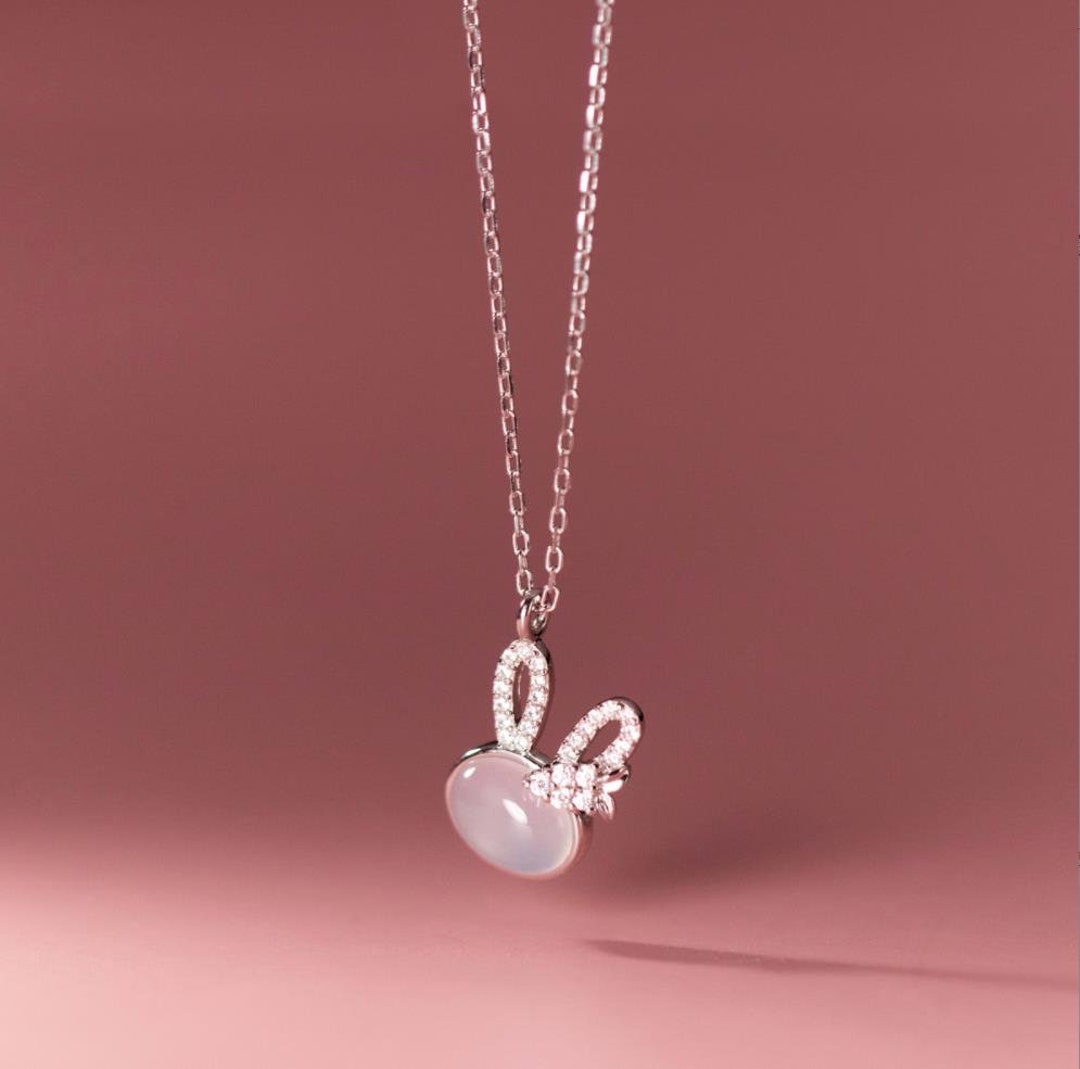 Tiny Little Rabbit Pendant Necklace in Sterling Silver, Silver Rabbit ...