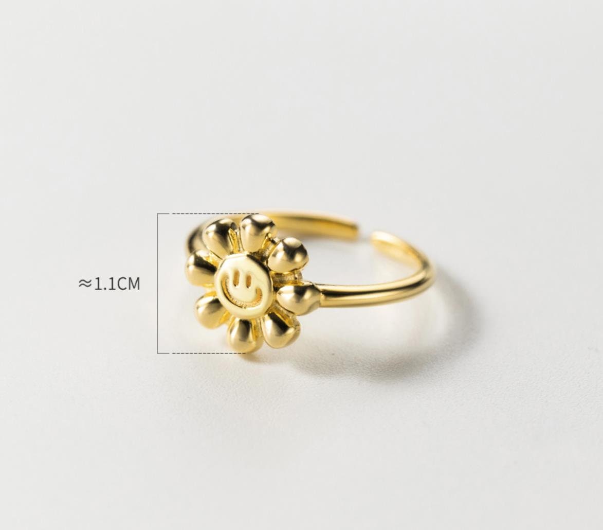Silver Smiley Face Ring Stackable Rings Smile Face Ring - Etsy