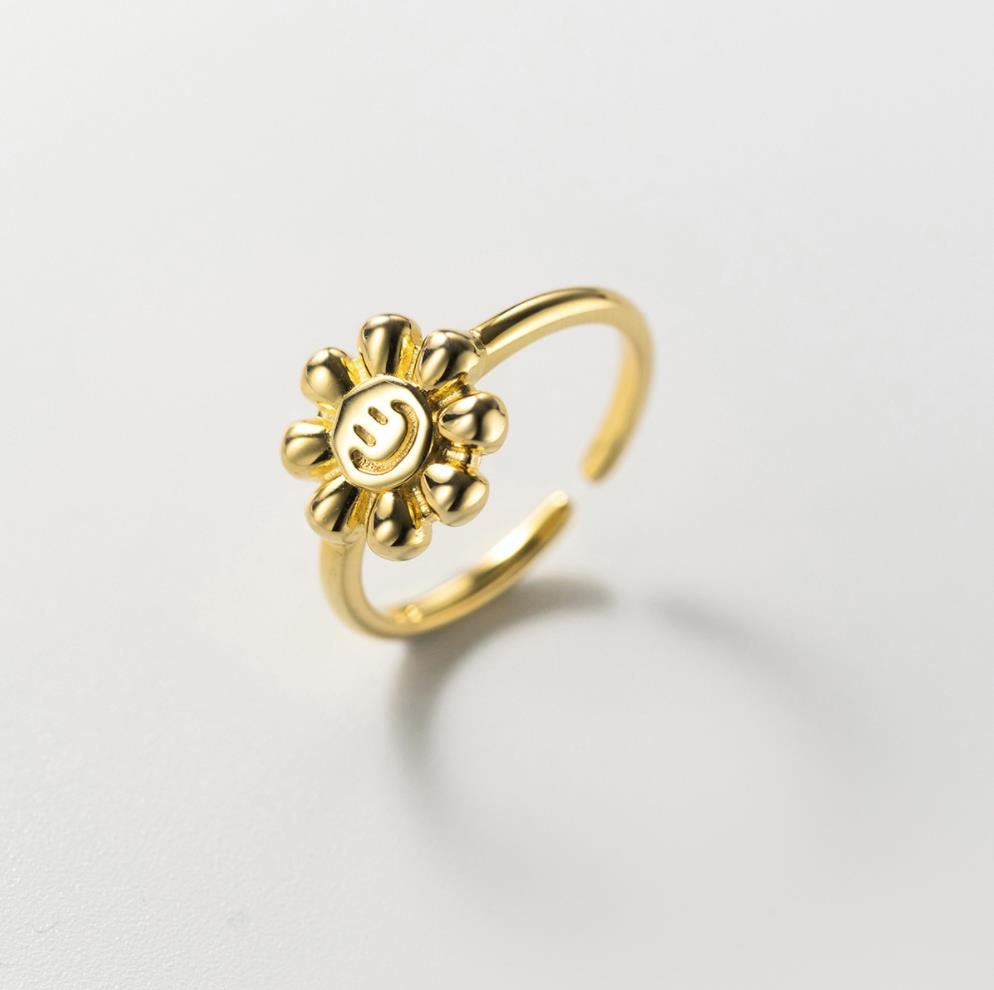 Silver Smiley Face Ring Stackable Rings Smile Face Ring - Etsy