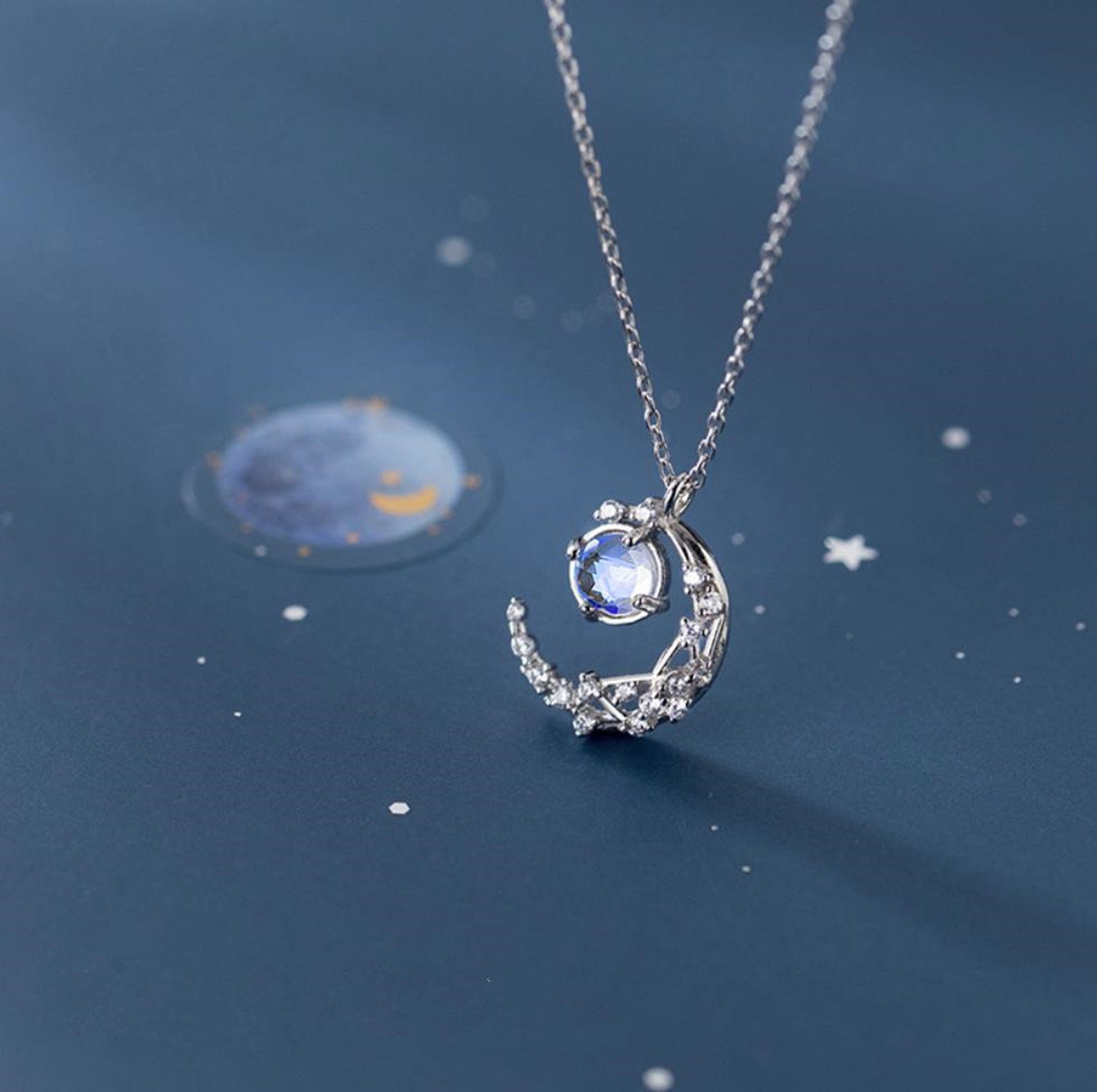 S925 Silver Crescent Small Fresh Collarbone Chain Sen Simple - Etsy