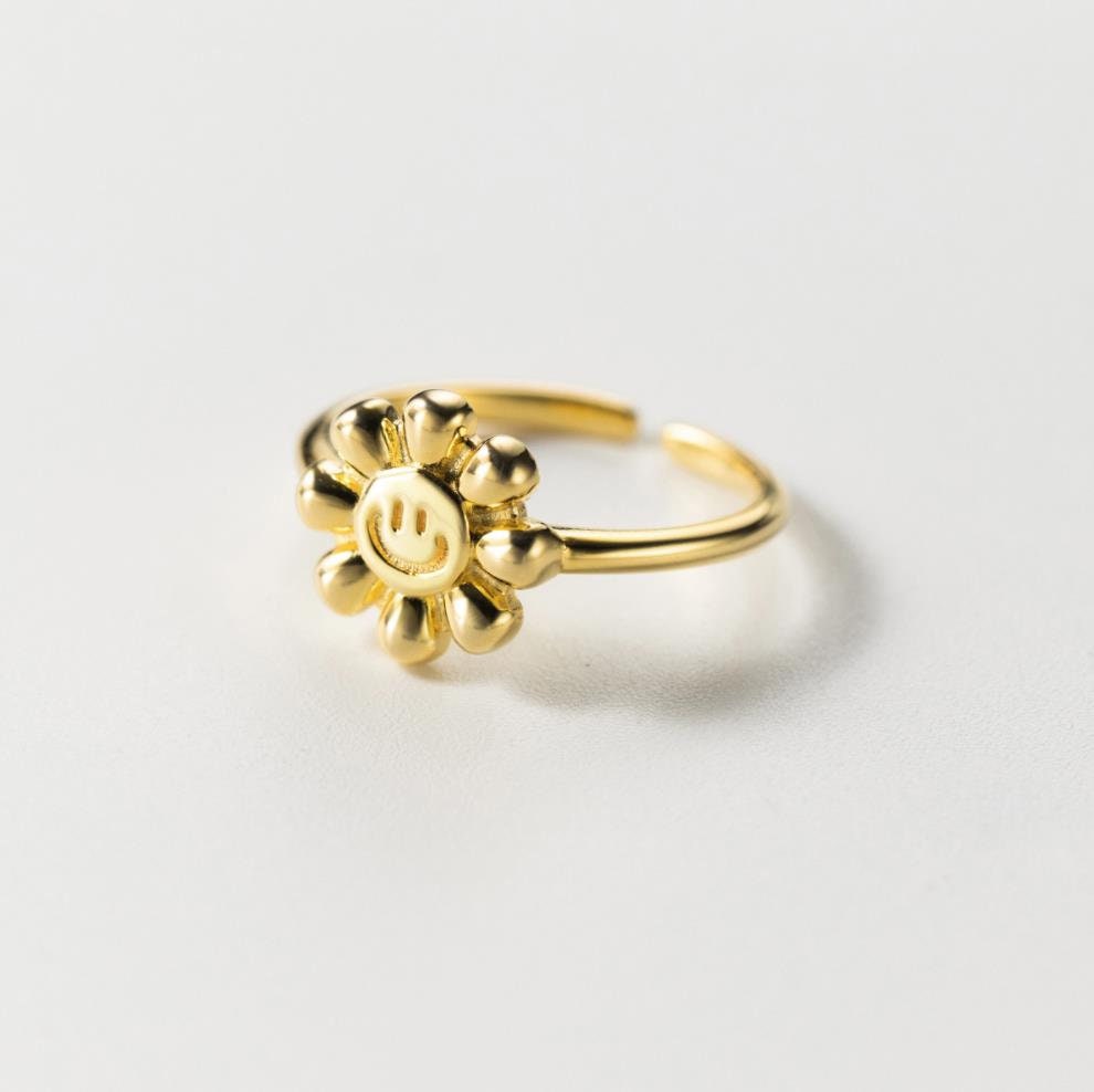 Silver Smiley Face Ring Stackable Rings Smile Face Ring - Etsy
