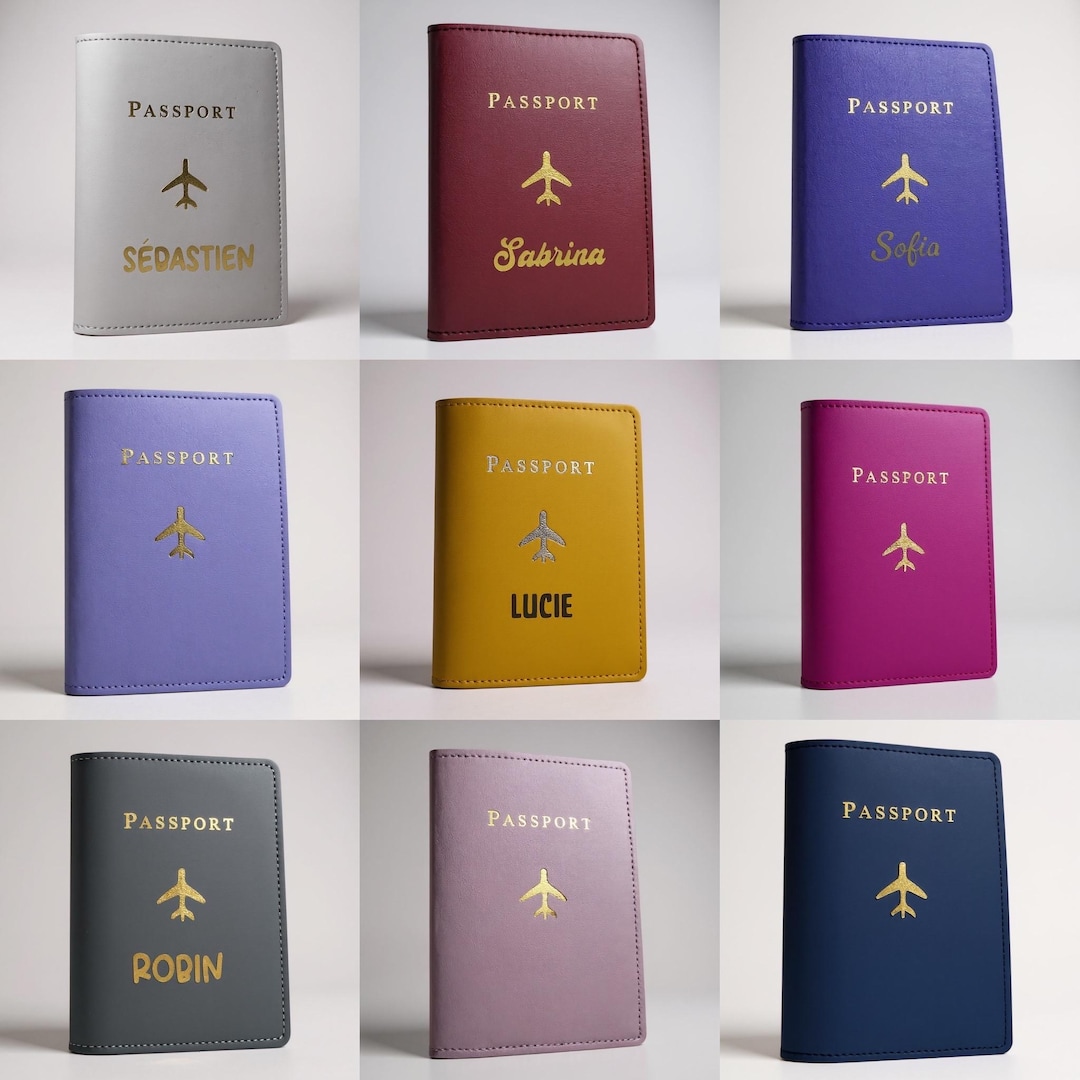 Personalized Faux Leather Passport Holder - Gold Name - 5 Fonts - Card ...