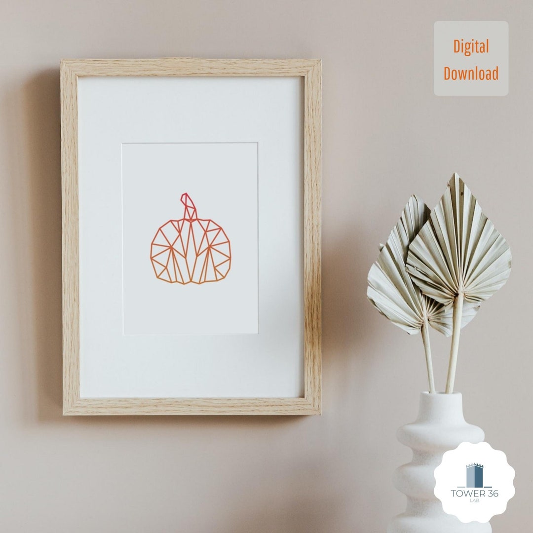Printable Art - Geometric Pumpkin - Welcome Autumn, Digital Download - Etsy