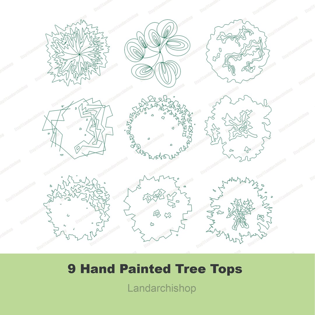 Hand-drawn Style Tree Top View Plan View Cutout Art, Clip Art ...