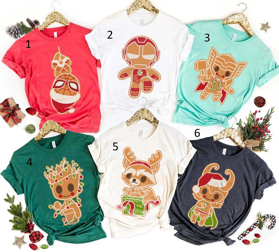 Gingerbread Marvel Christmas Shirt Marvel Character Shirt - Etsy