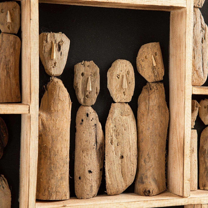 Wall Art Sculpture, 40 Natural Wood 'humans in Different Homes' Art ...