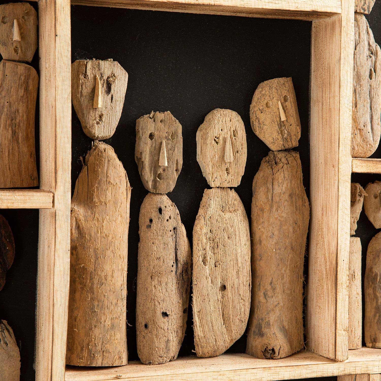 Wall Art Sculpture, 40″ Natural Wood 'humans in Different Homes' Art ...