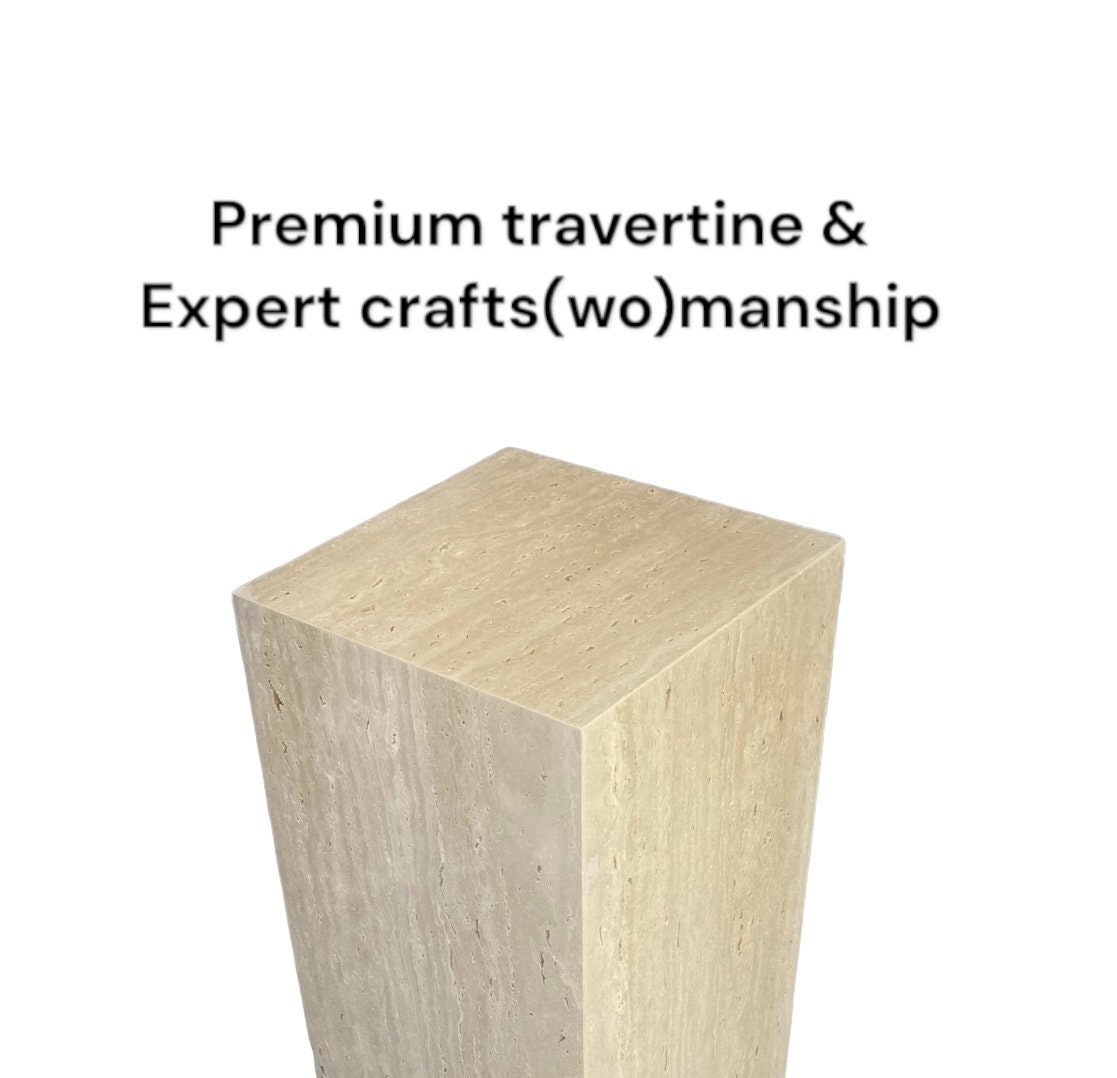 PEDESTAL TRAVERTINE, Custom Size Stone Block Pedestal, Block Side Table ...