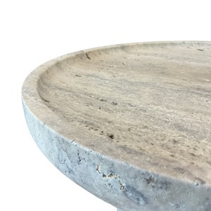 TRAVERTINE COFFEE TABLE, Silver Travertine Stone Round Accent Table ...
