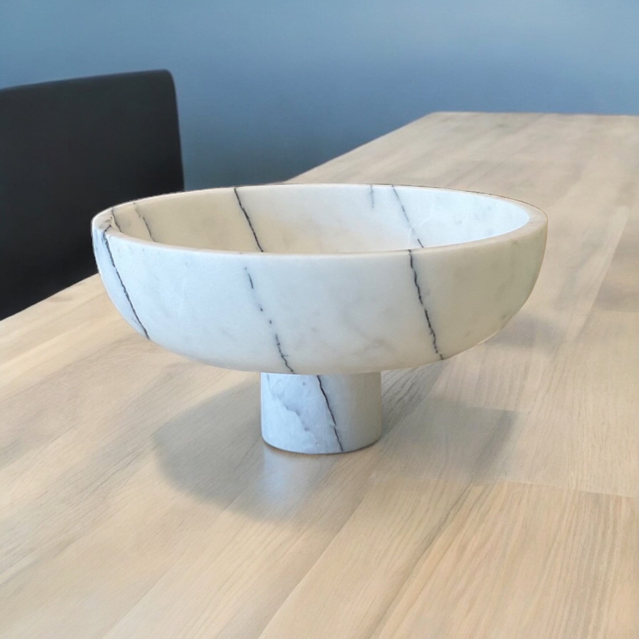 PEDESTAL BOWL 12 White MARBLE Stone Entryway Bowl, Dining Table ...