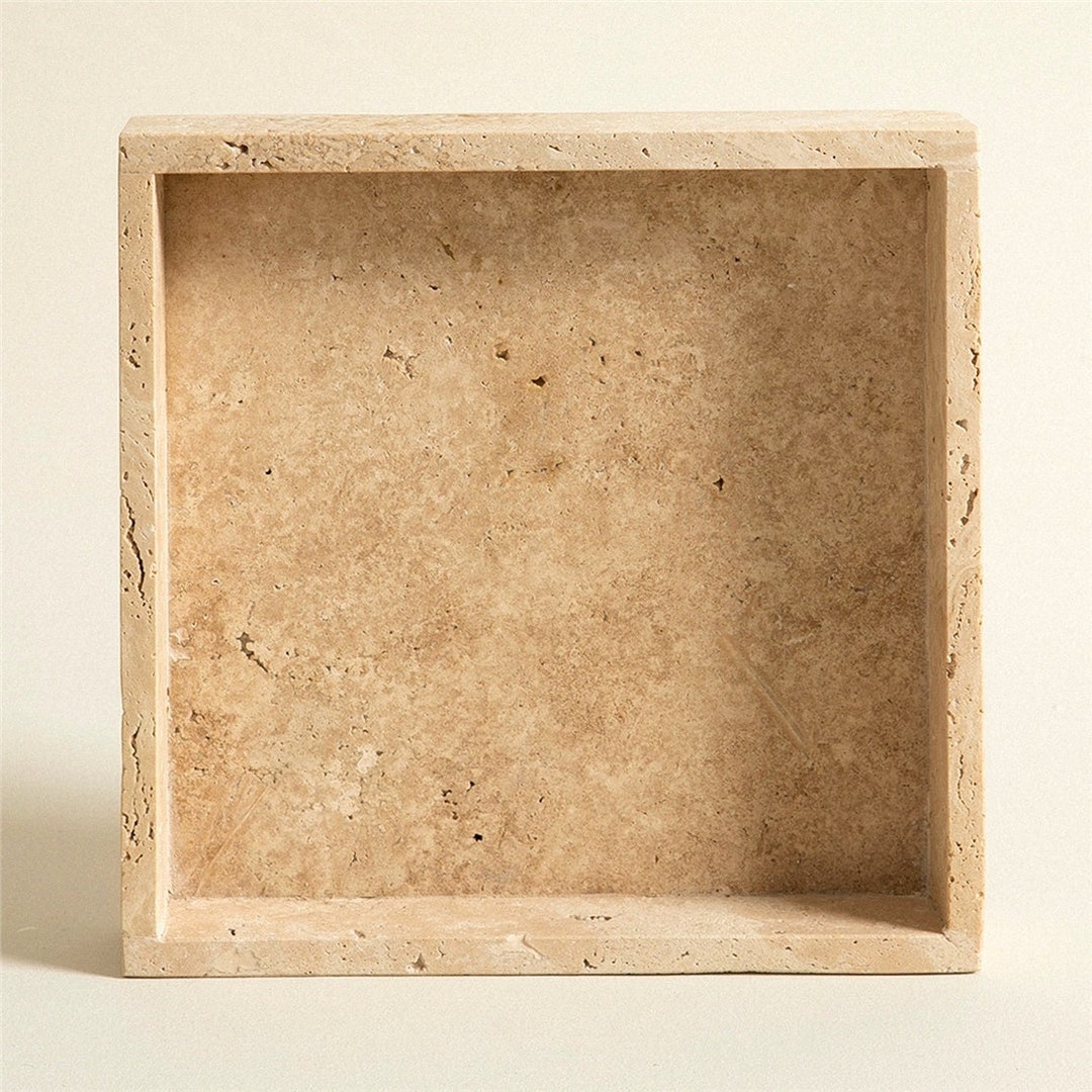 TRAVERTINE TRAY Natural Stone Tray Square OTTOMAN Tray - Etsy