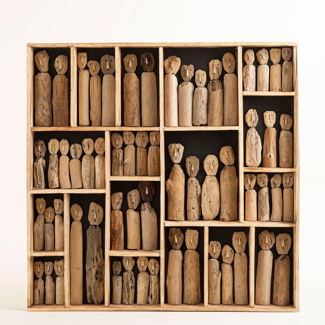 Wall Art Sculpture, 40″ Natural Wood 'humans in Different Homes' Art ...